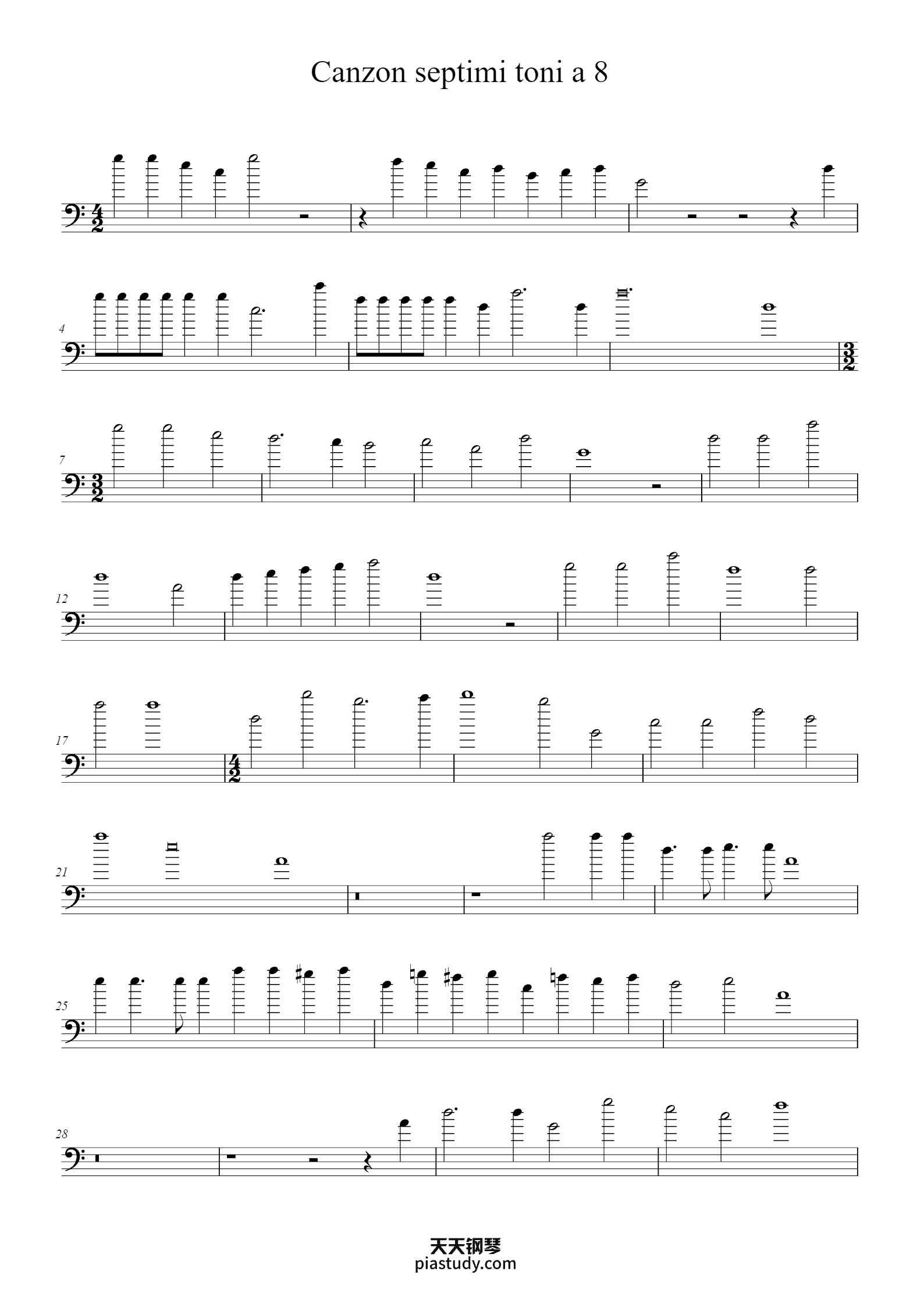 'Canzon septimi toni a 8, from Sacrae Symphoniae' - Piano Sheet Music ...