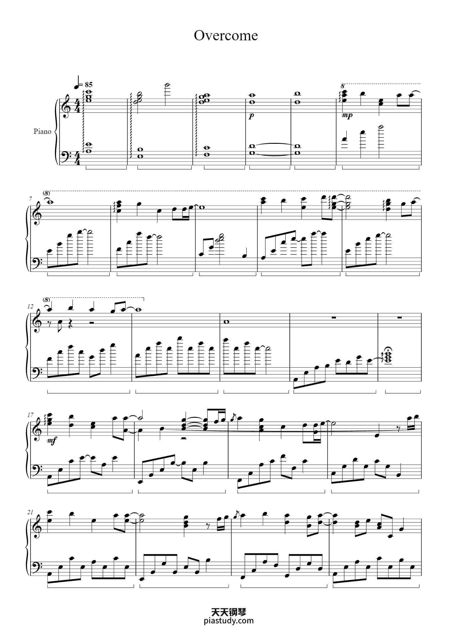 'Overcome' - Piano Sheet Music By arr. Giang Nguyen | TOPiano