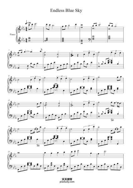 'Endless Blue Sky' - Piano Sheet Music By xxx | TOPiano