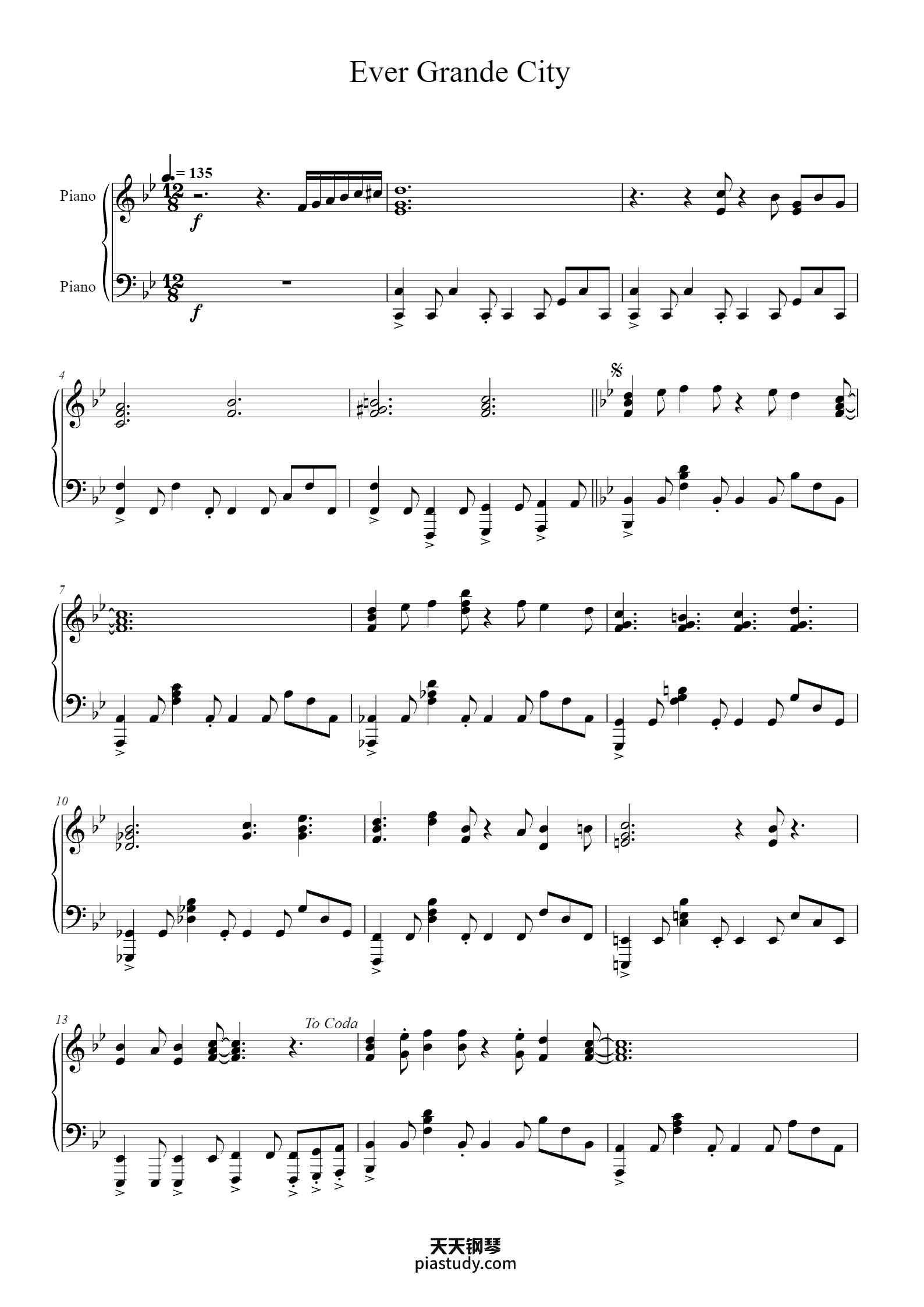 'Ever Grande City' - Piano Sheet Music By Kebert Jehan | TOPiano