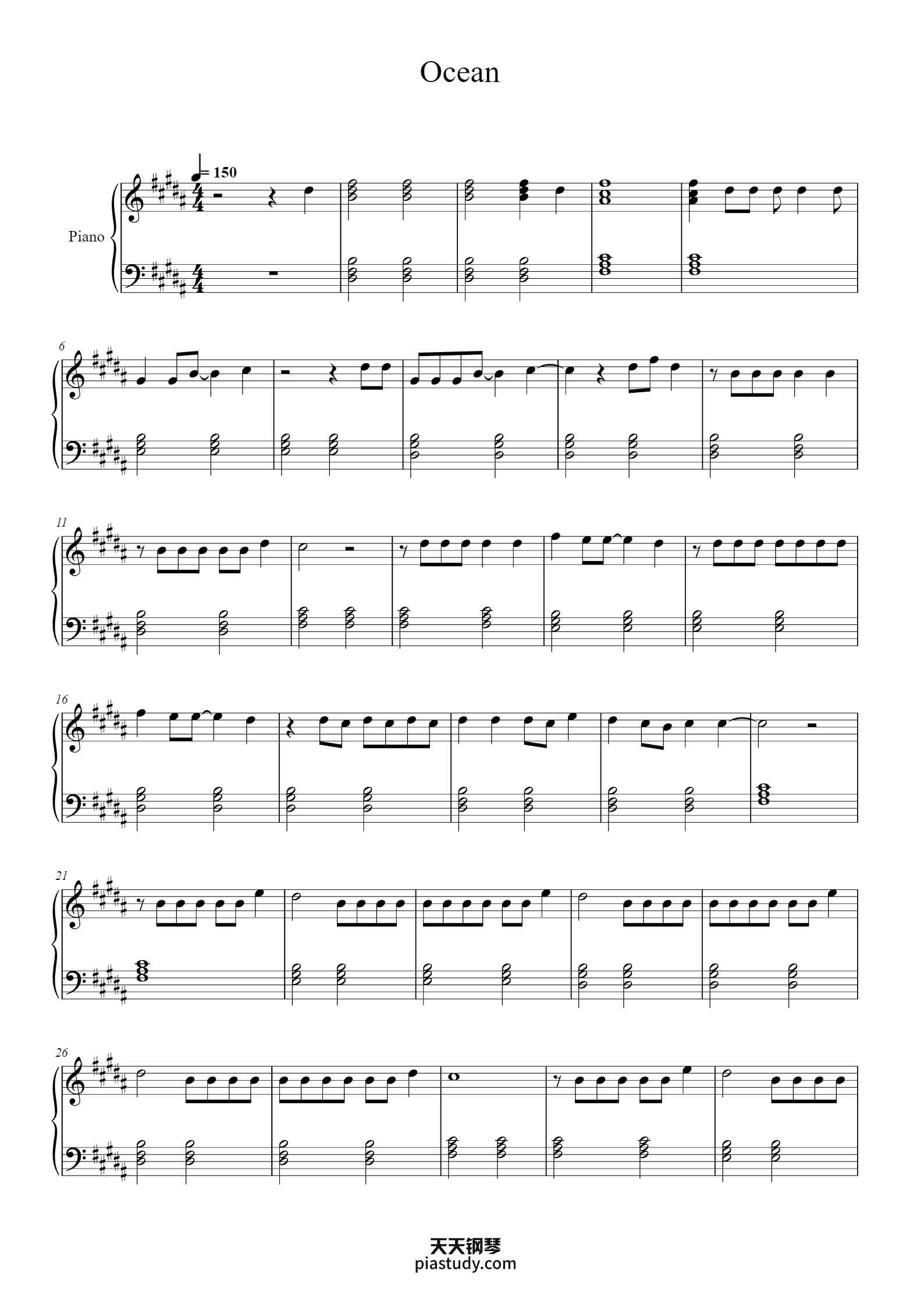 'Ocean' - Piano Sheet Music By Karol G | TOPiano