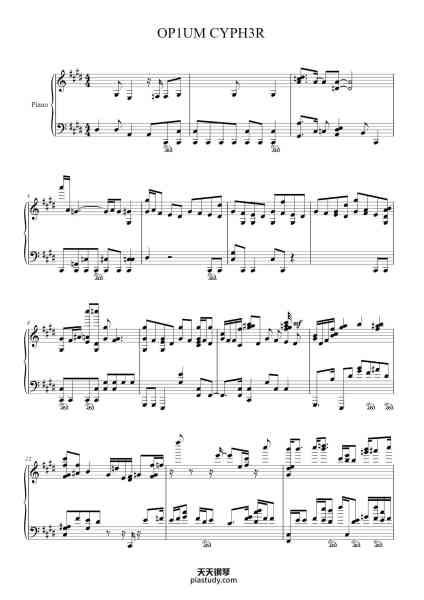 'OP1UM CYPH3R' - Piano Sheet Music By xxx | TOPiano