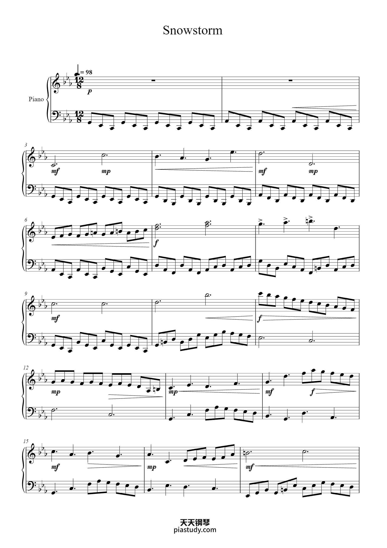 Snowstorm钢琴谱 - James Kael - free piano sheet music - PiaNoproblem