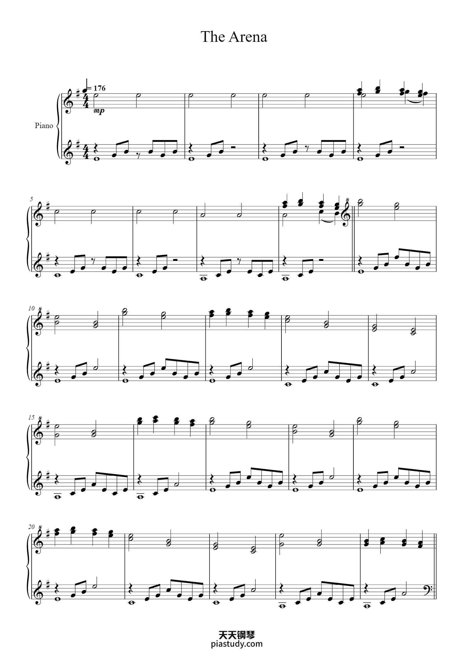 'The Arena' - Piano Sheet Music By Lindsey Stirling, Peter Hanna and ...