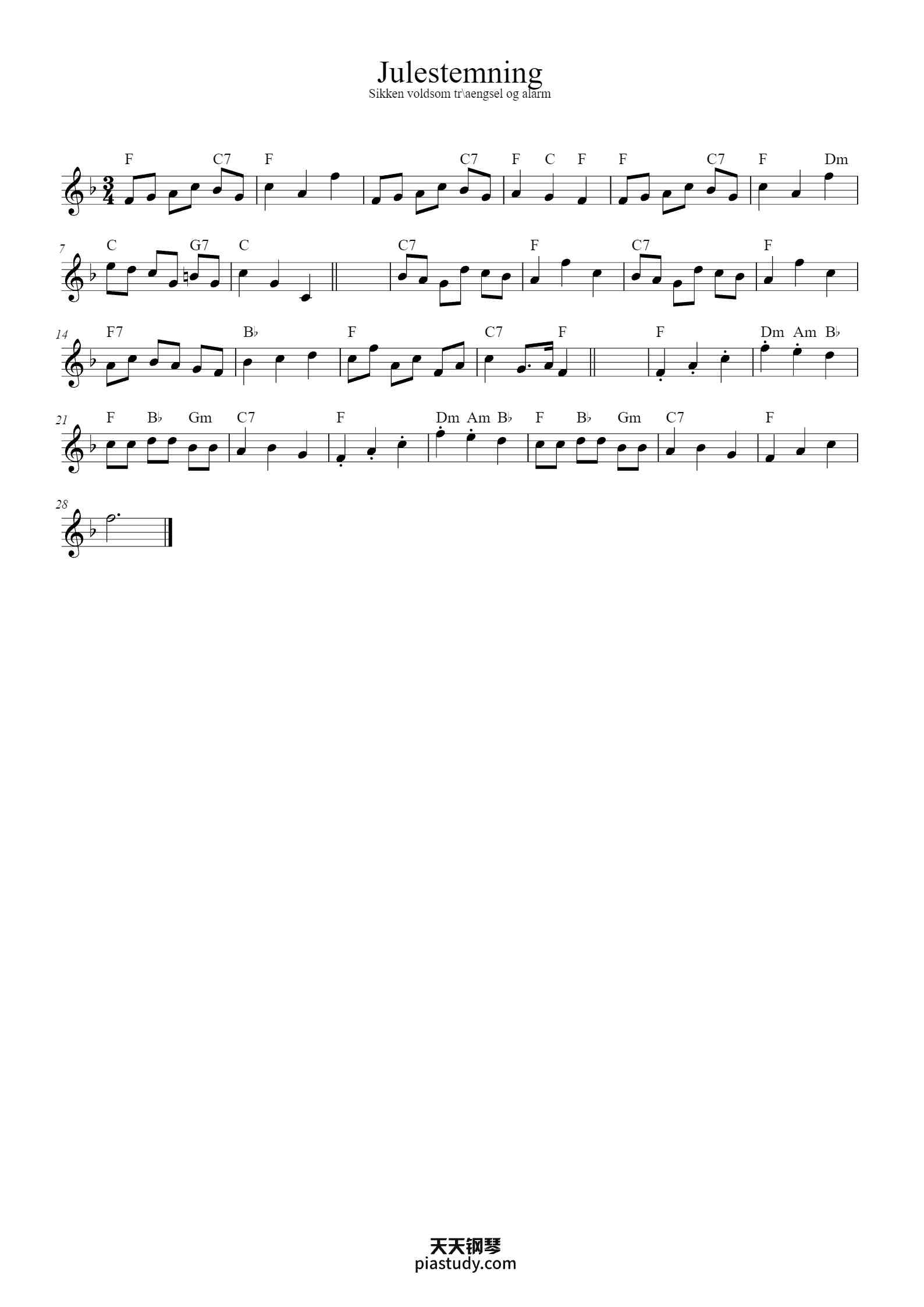 Julestemning钢琴谱 - Nicole Morrow - free piano sheet music - PiaNoproblem