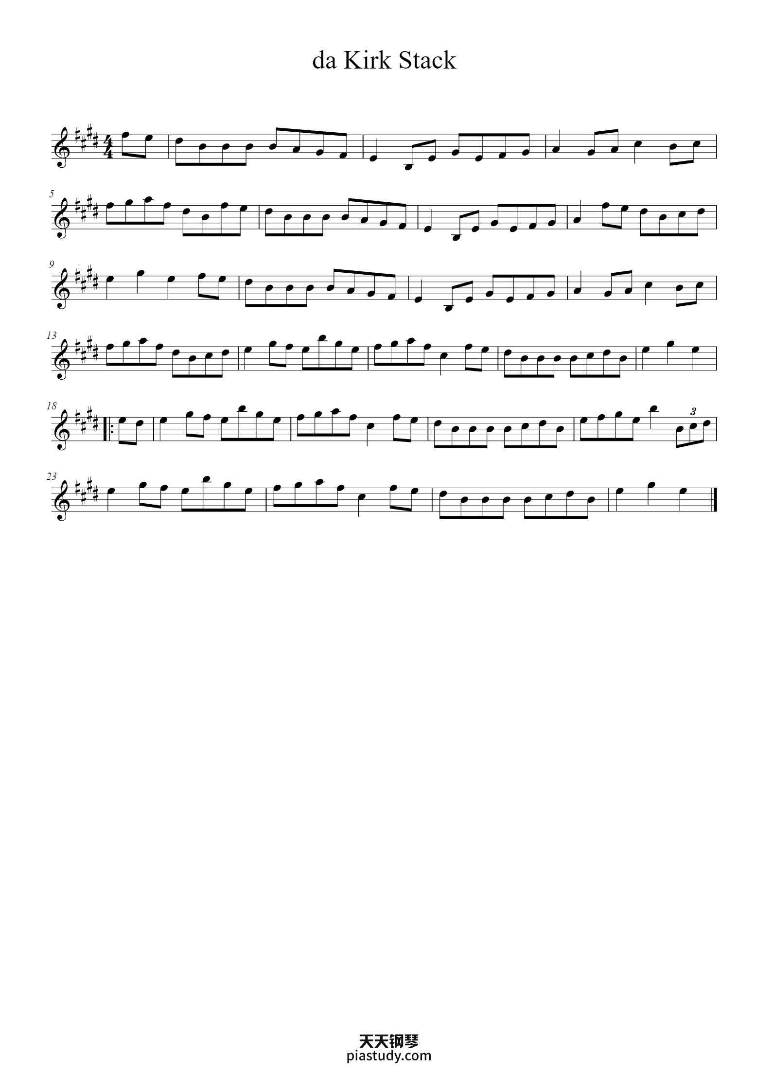 da Kirk Stack钢琴谱 - f0lk - free piano sheet music - PiaNoproblem
