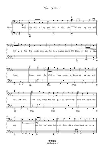 'Wellerman- (Sea Shanty) -弹唱伴奏版-带歌词' - Piano Sheet Music By Alexander ...