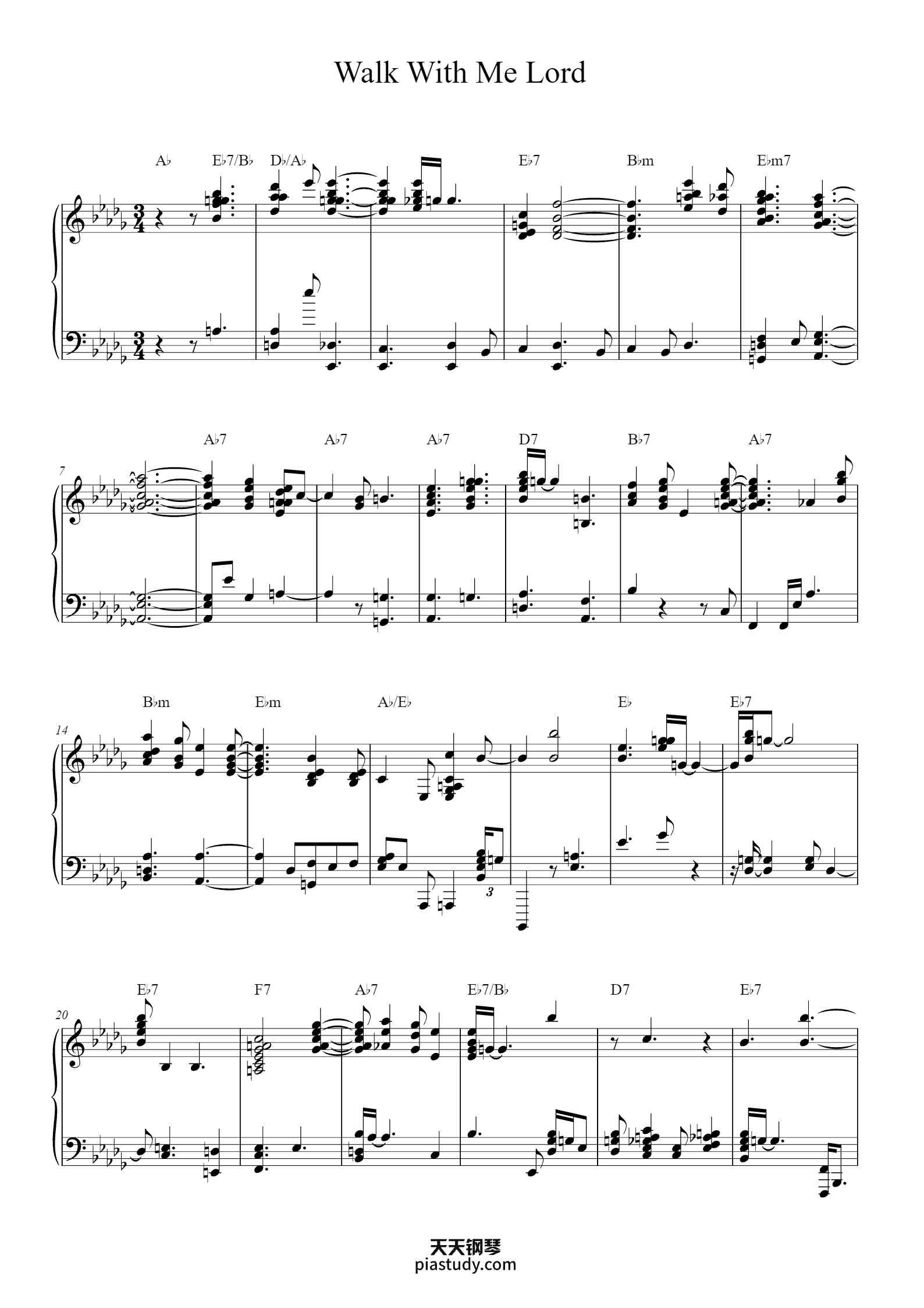 'Walk With Me Lord' - Piano Sheet Music By Reverend Dwayne Mason with ...