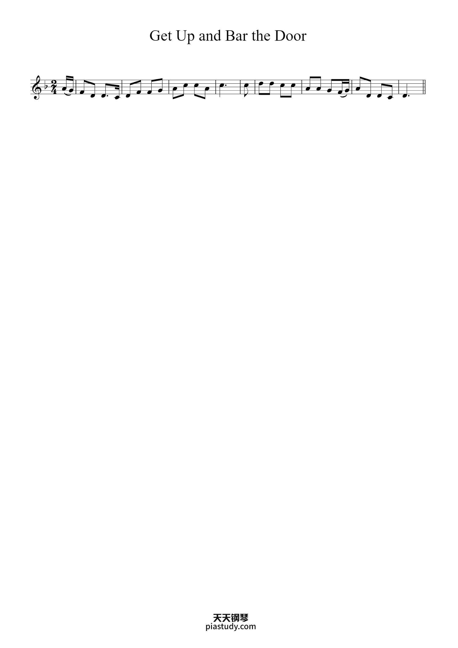 Get Up and Bar the Door钢琴谱 - - free piano sheet music - PiaNoproblem