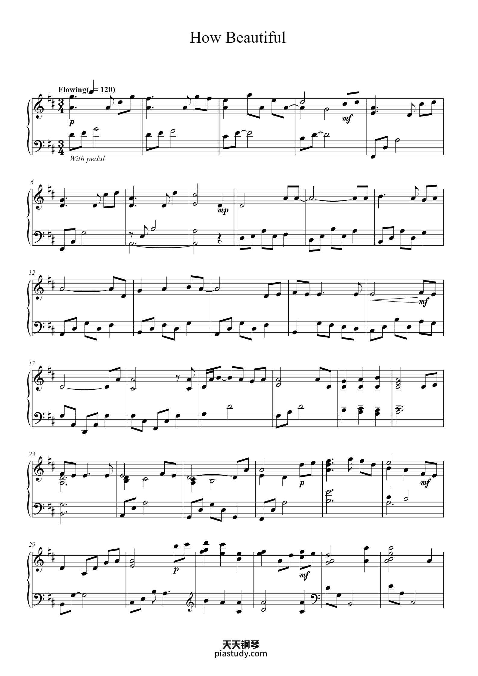 'How Beautiful' - Piano Sheet Music By Words and Music by TWILA PARIS ...