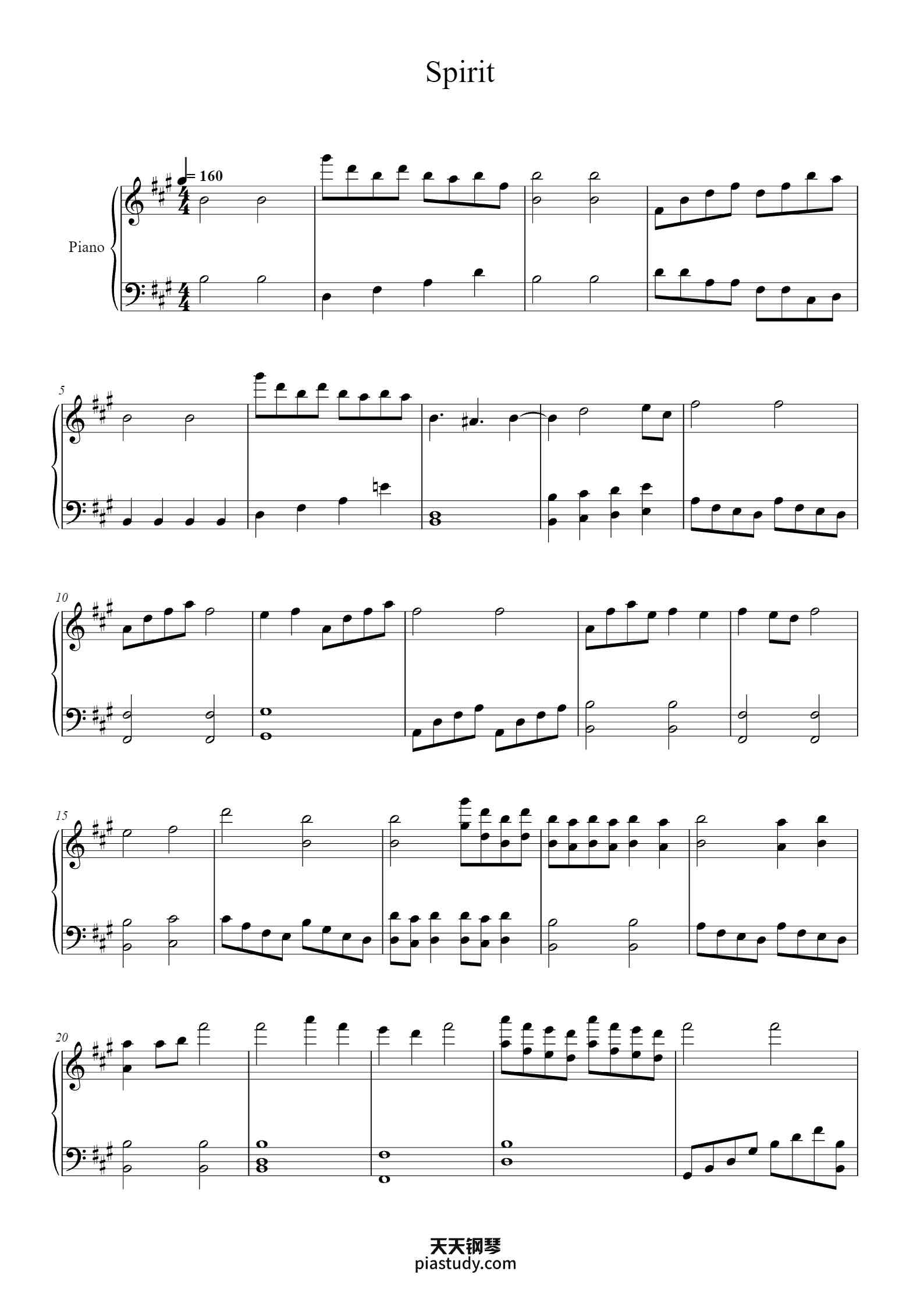'Spirit' - Piano Sheet Music By Ignacio L | TOPiano