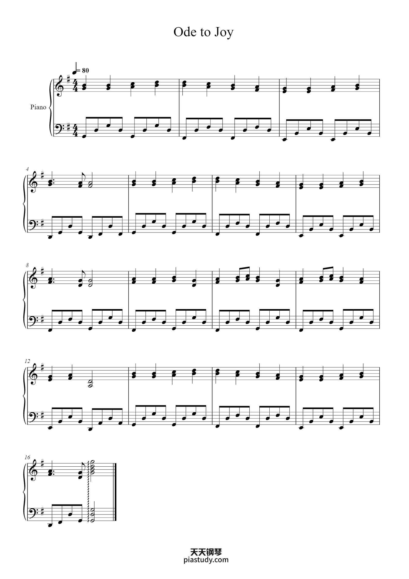 Symphony No. 9 in D Minor, Op. 125: IV. Ode to Joy钢琴谱 - Ludwig van ...