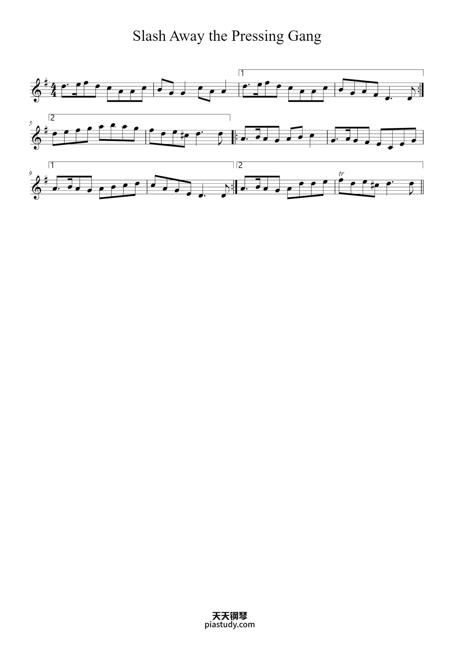 'Slash Away the Pressing Gang' - Piano Sheet Music By xxx | TOPiano