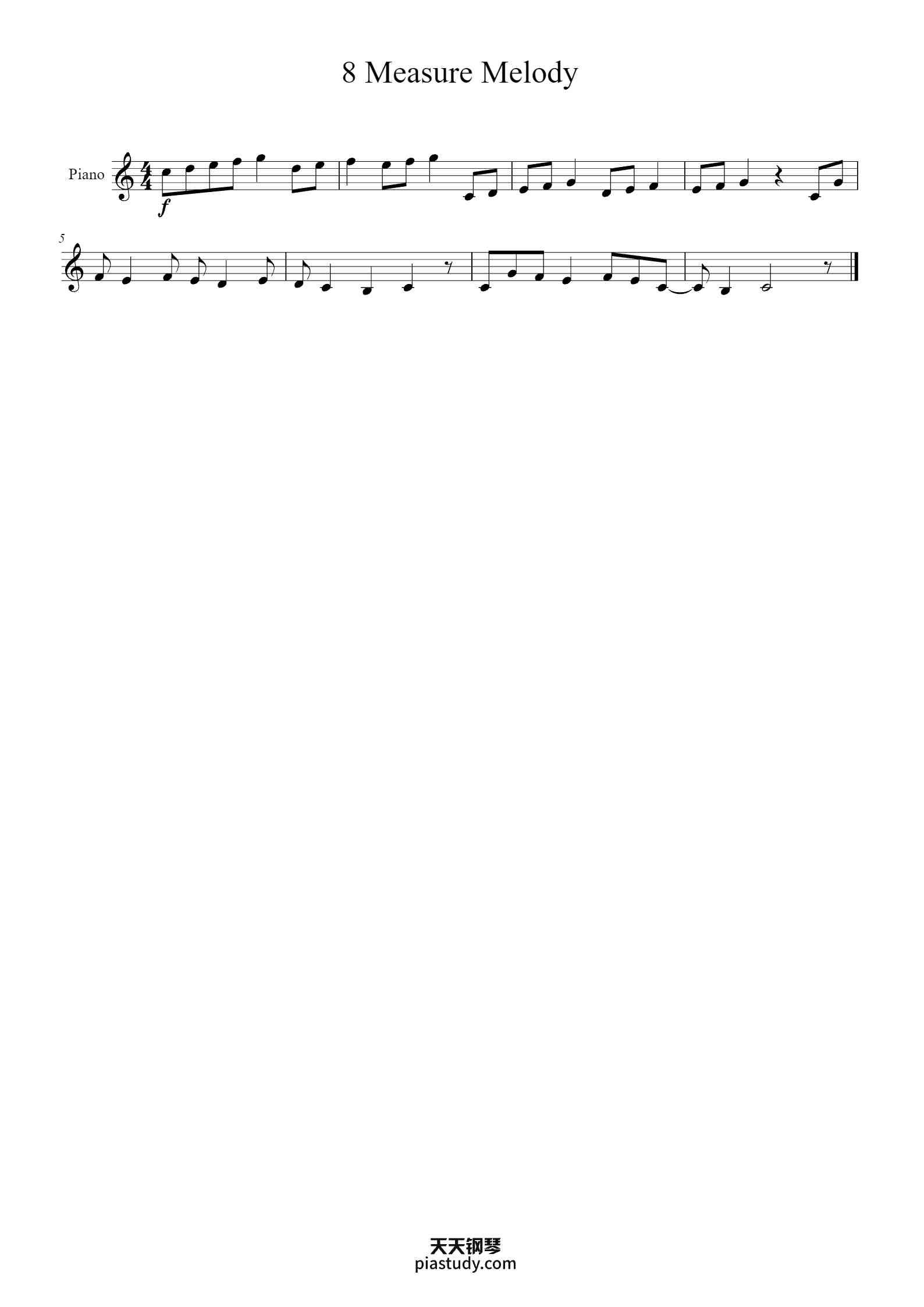 8 Measure Melody钢琴谱 - - free piano sheet music - PiaNoproblem