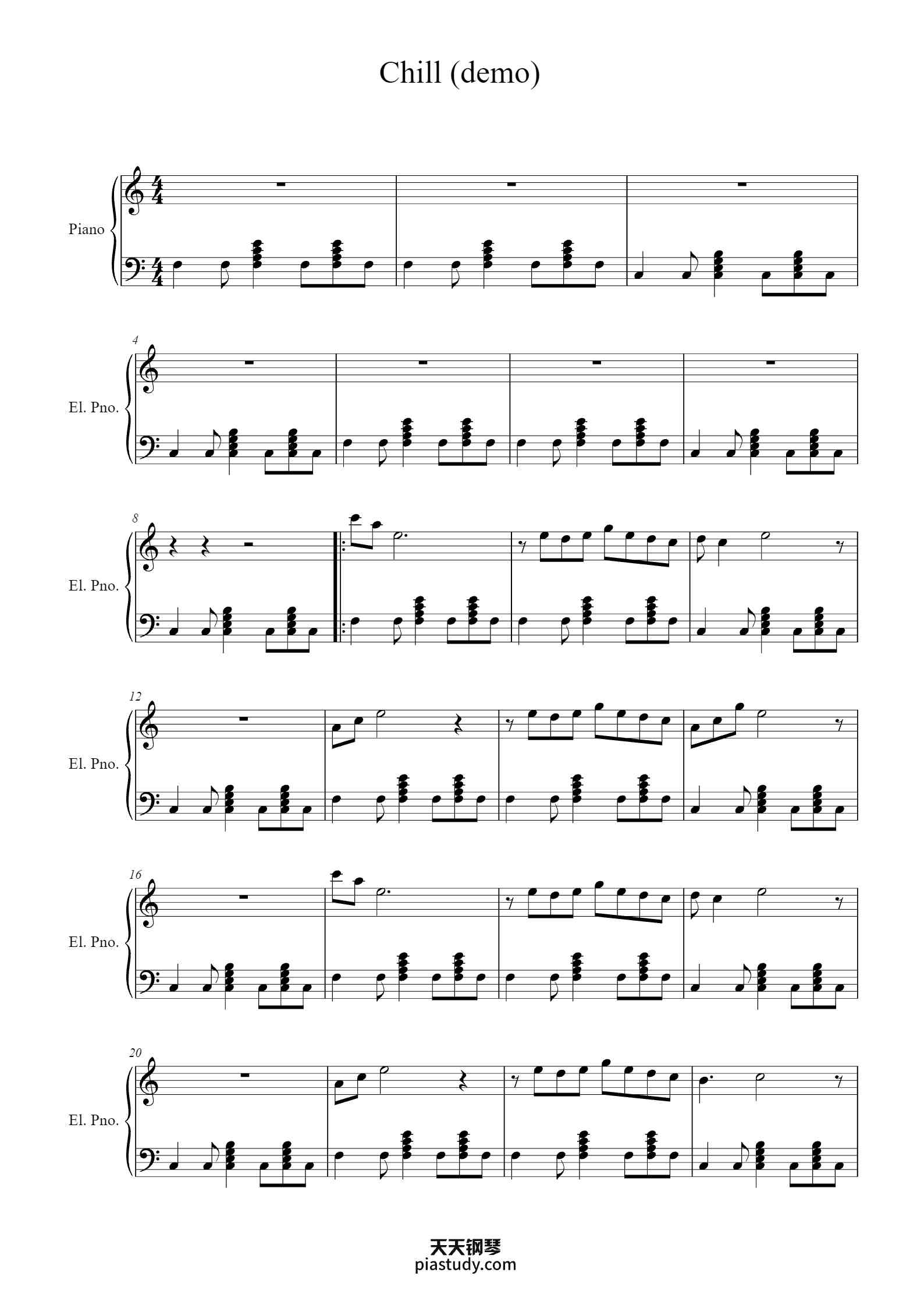 'Chill (demo)' - Piano Sheet Music By Tising | TOPiano