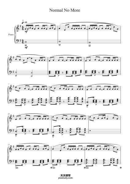 Normal No More钢琴谱 - Tysm - free piano sheet music - PiaNoproblem