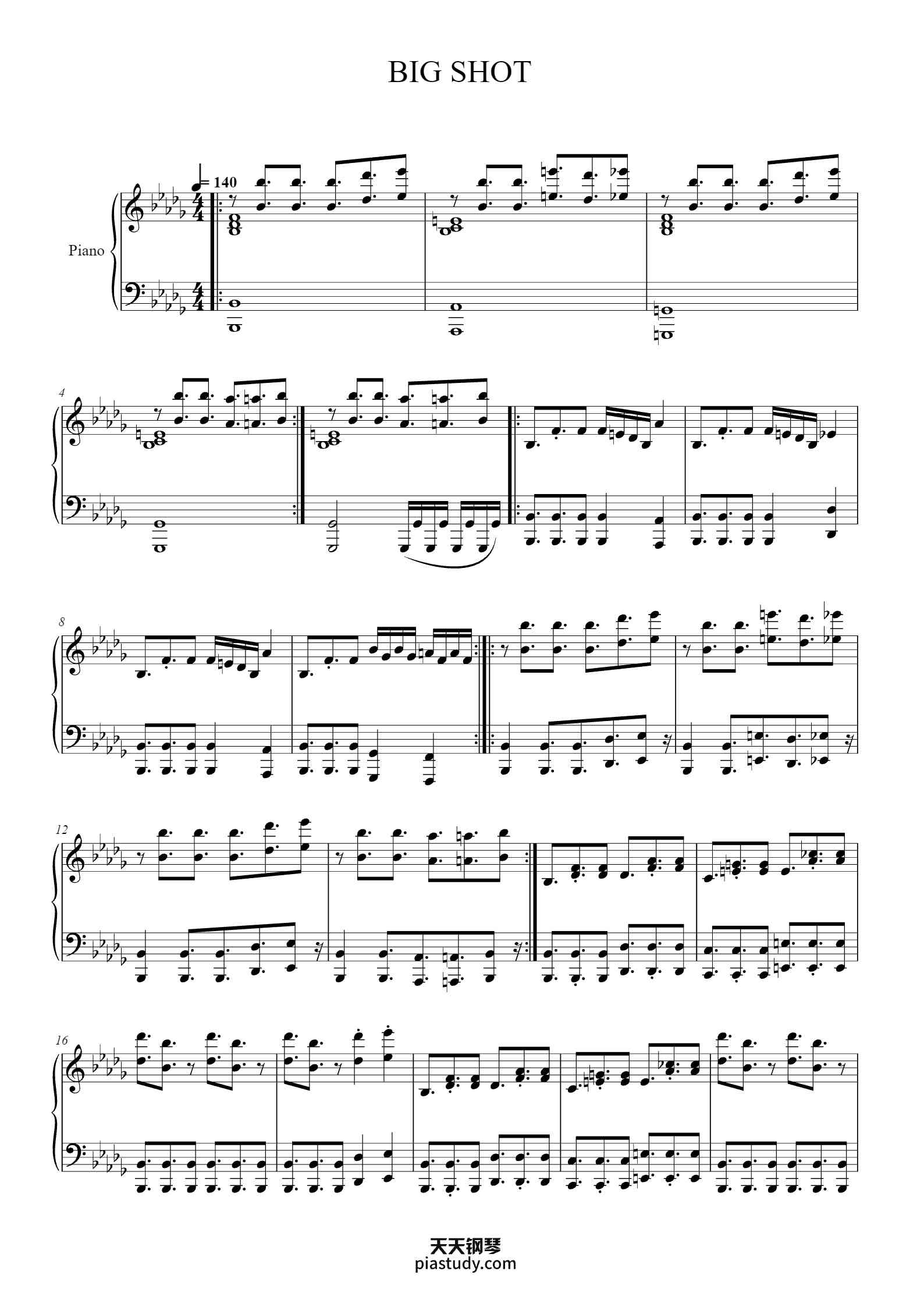 'BIG SHOT' - Piano Sheet Music By Arranged by Griffin Zobel | TOPiano