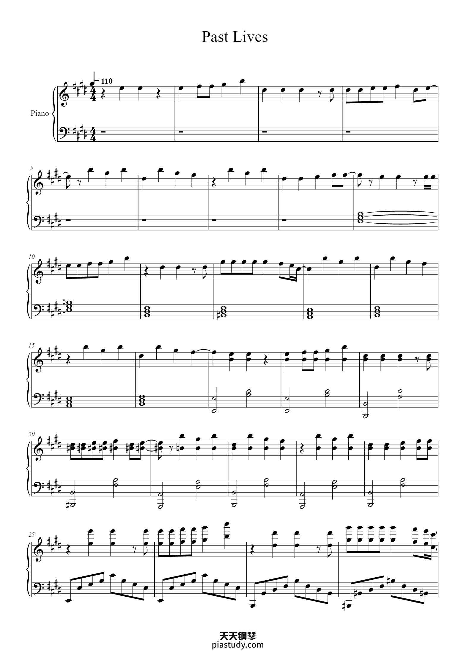 神仙BGM | Past Lives | LokLokPiano钢琴演奏版钢琴谱 - BØRNS - free piano sheet ...