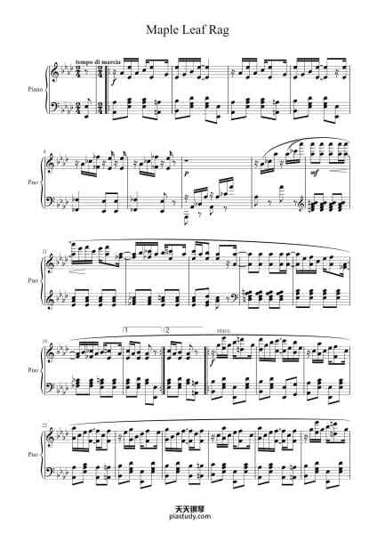 'Maple Leaf Rag' - Piano Sheet Music By Scott Joplin | TOPiano