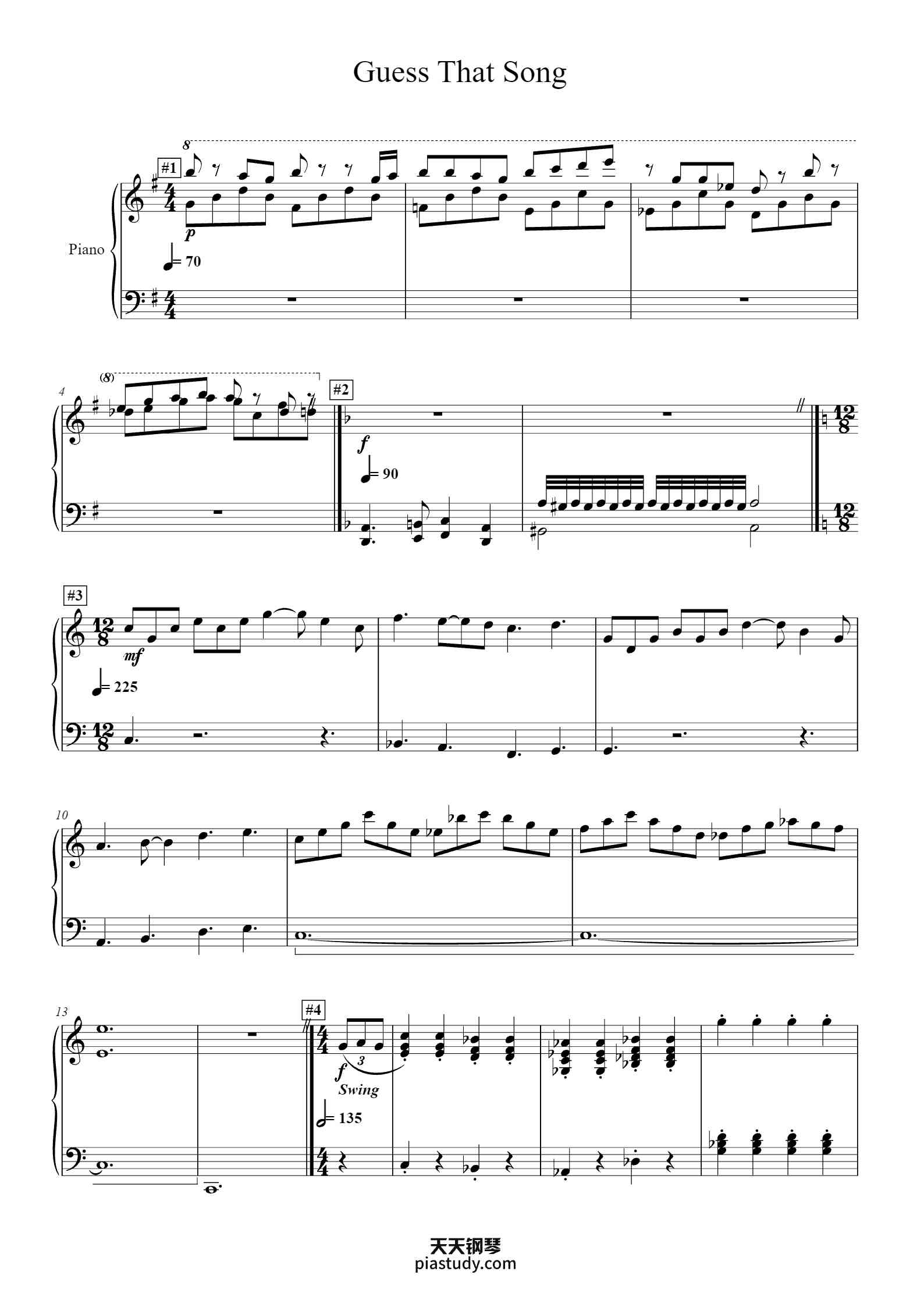 'Guess That Song' - Piano Sheet Music By Misc Computer Games | TOPiano