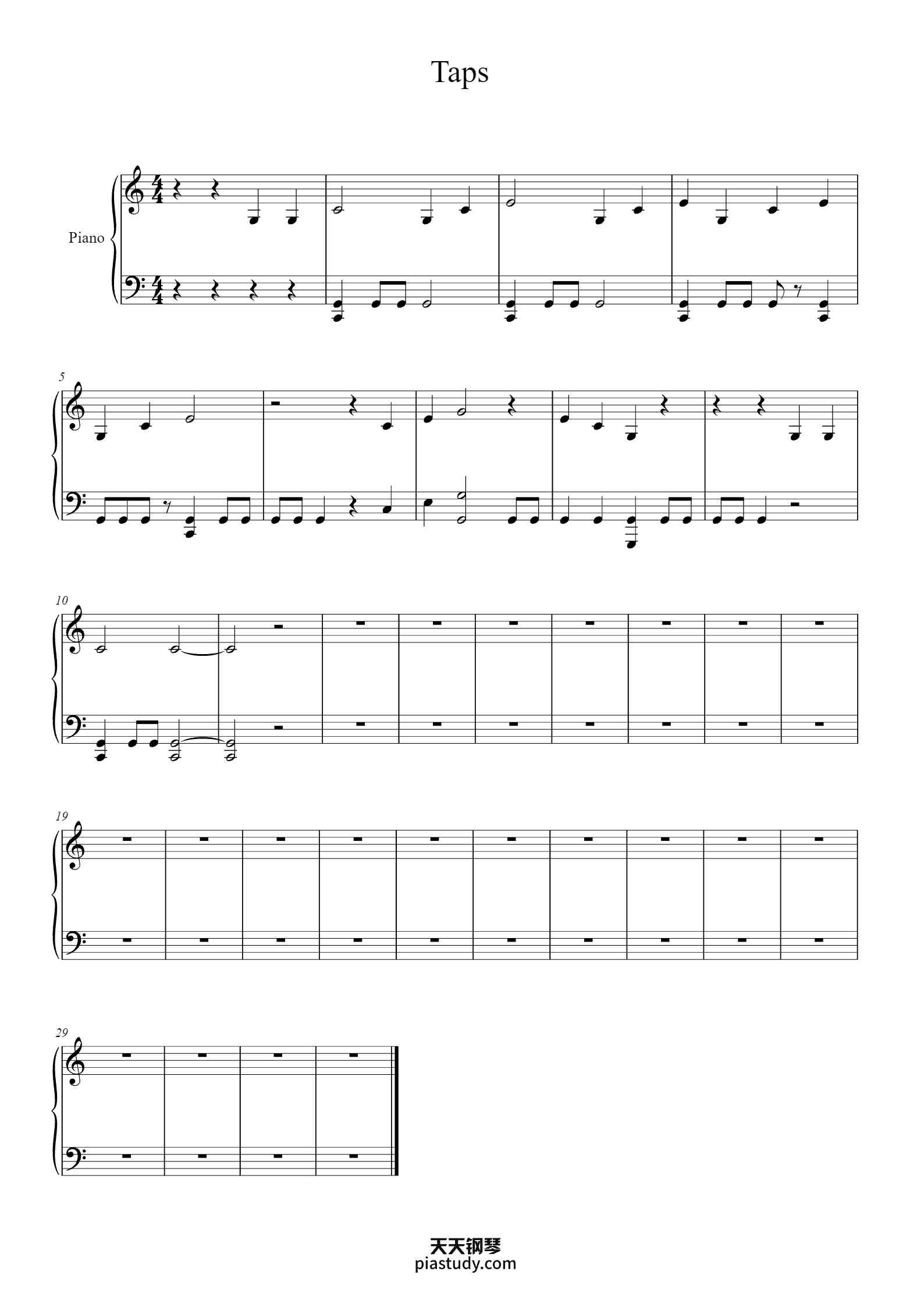 Taps钢琴谱 - Daniel Butterfield - free piano sheet music - PiaNoproblem