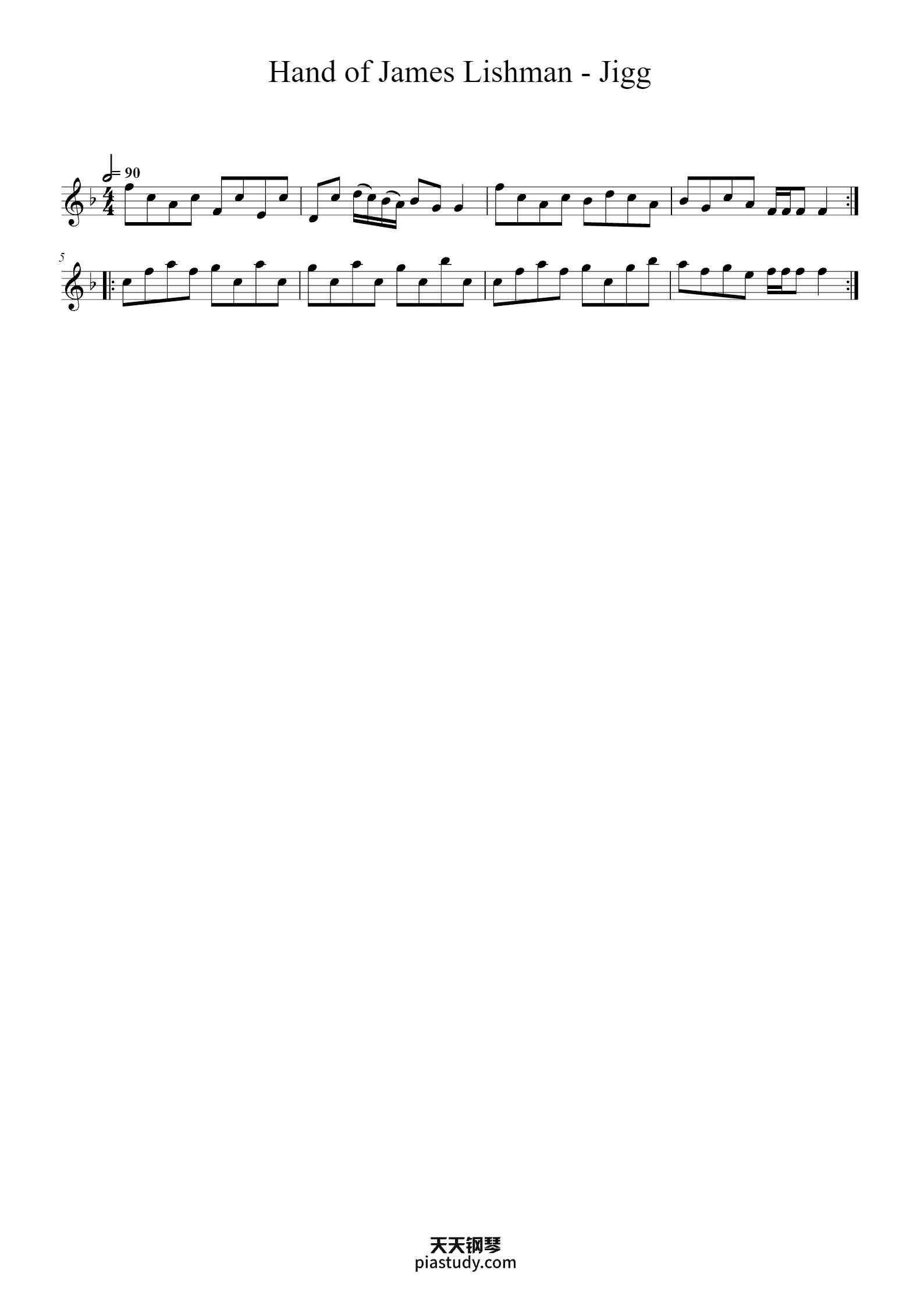 Hand of James Lishman - Jigg. BF11.50, A钢琴谱 - Gilestrine - free piano ...