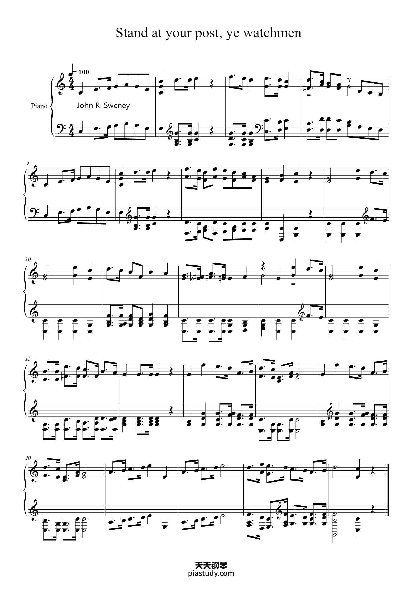 'Stand at Your Post, Ye Watchmen' - Piano Sheet Music By xxx | TOPiano