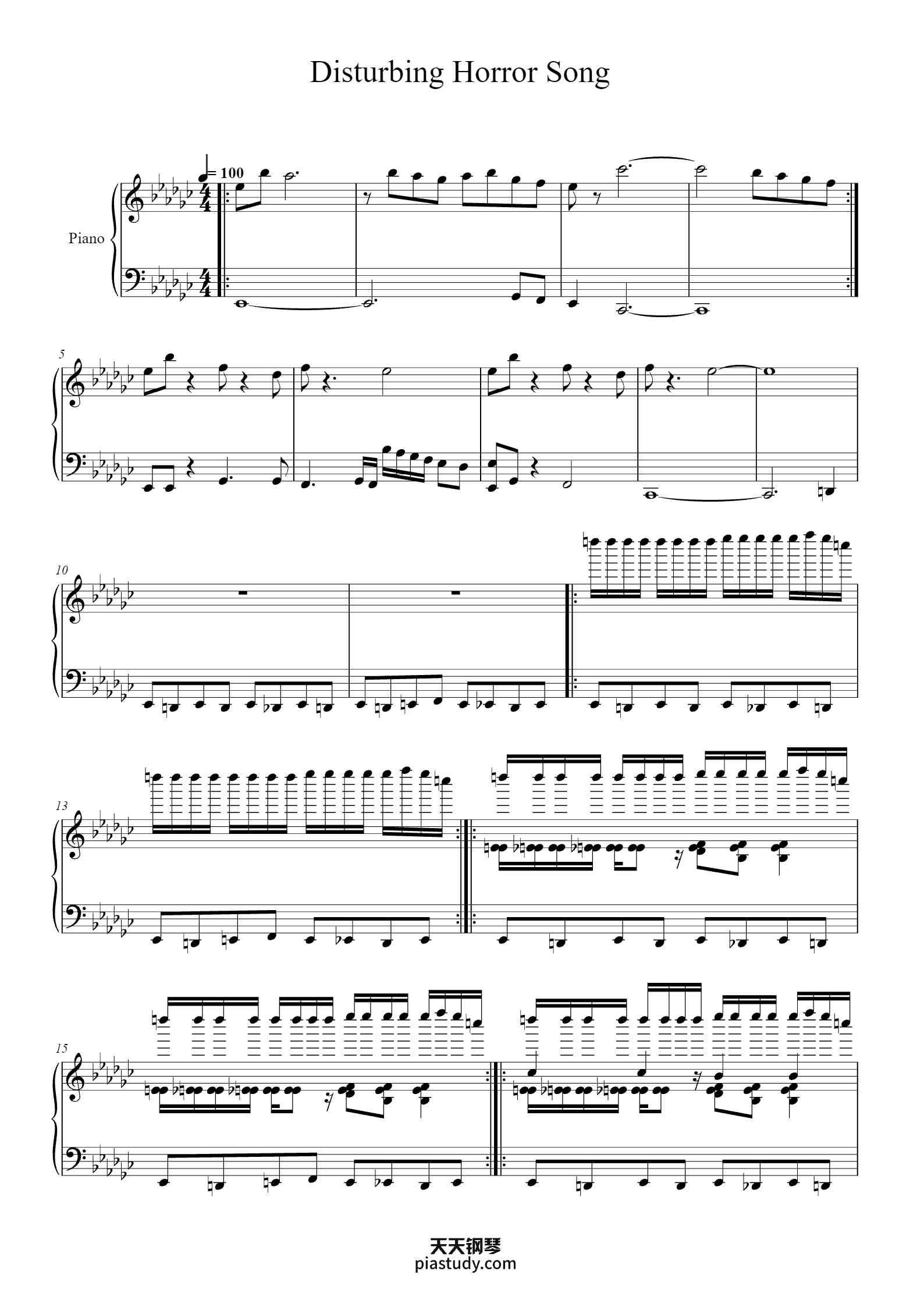 'Disturbing Horror Song' - Piano Sheet Music By Torren Kasper | TOPiano