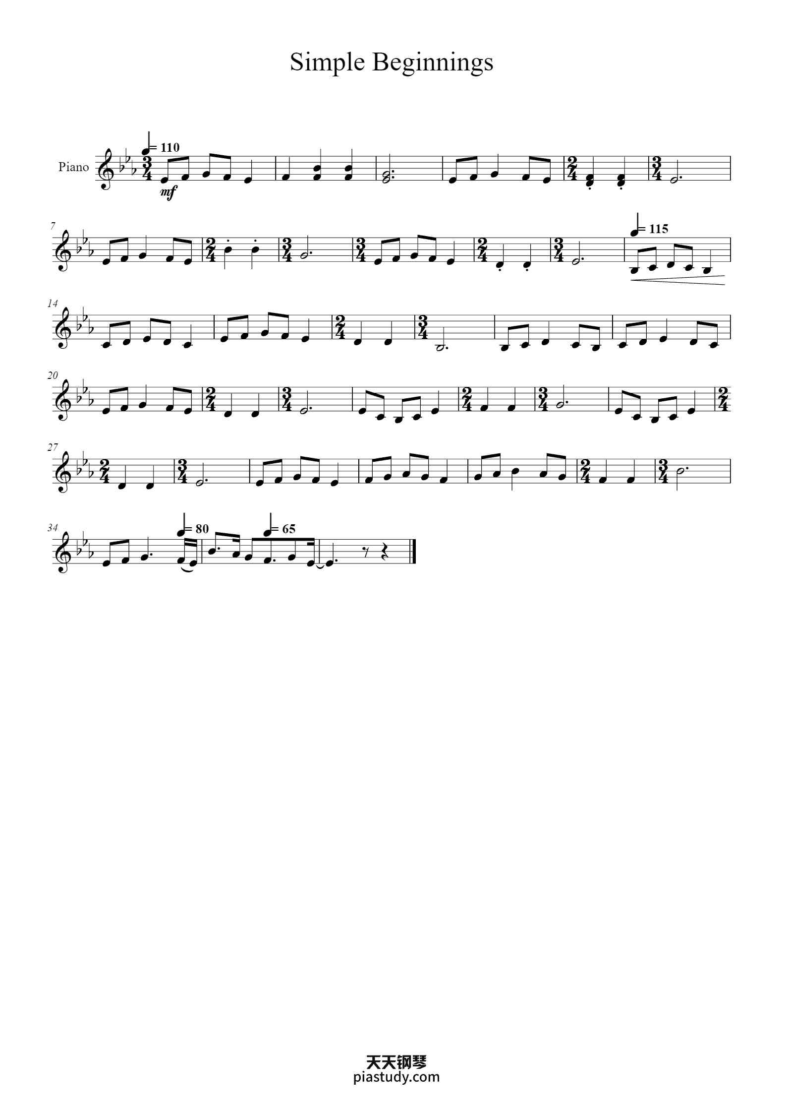 Simple Beginnings钢琴谱 - Austin Willey - free piano sheet music ...