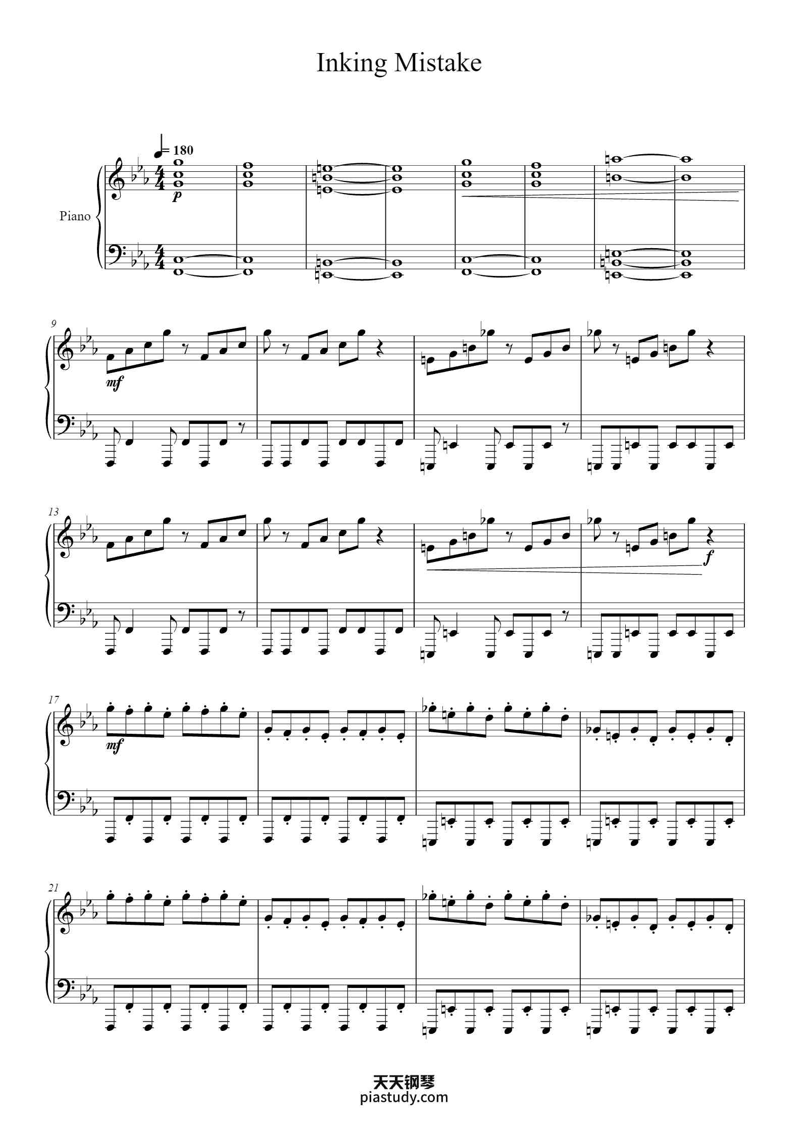'Inking Mistake [Ink Vs Error Battle Theme]' - Beginner Piano Sheet ...