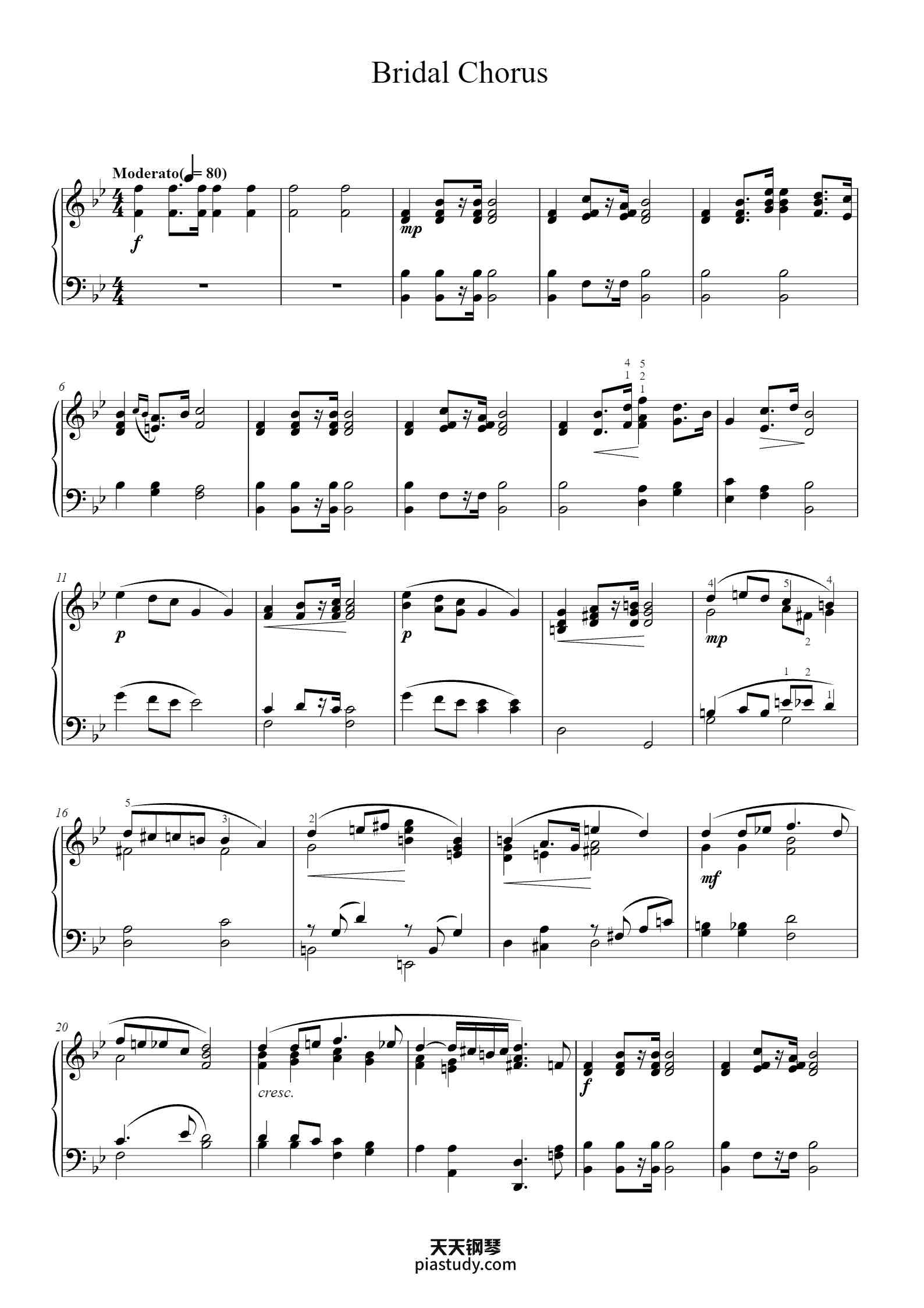 Bridal Chorus from Lohengrin钢琴谱 - Richard Wagner - free piano sheet ...