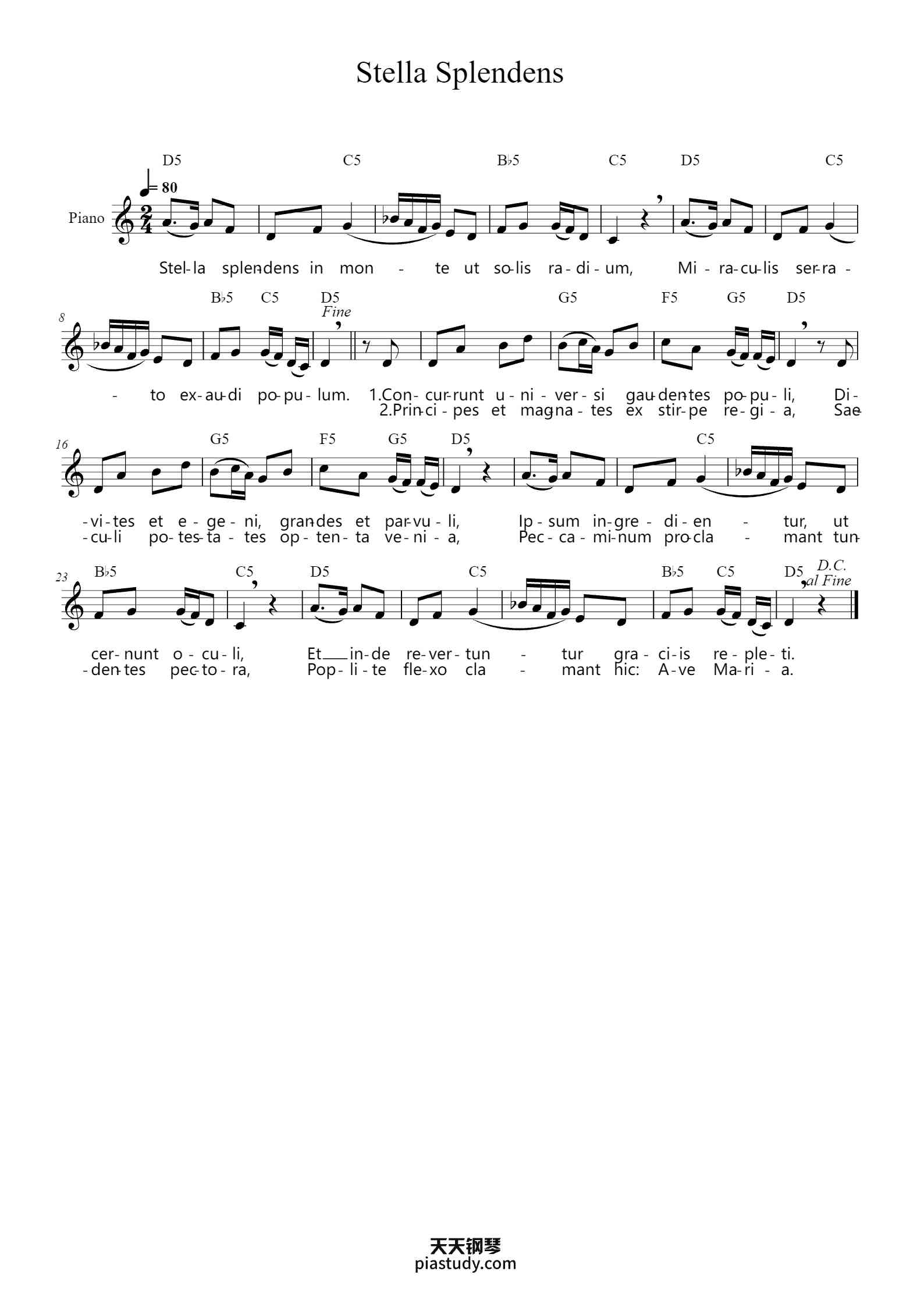 'Stella Splendens - Llibre Vermell de Montserrat' - Piano Sheet Music ...