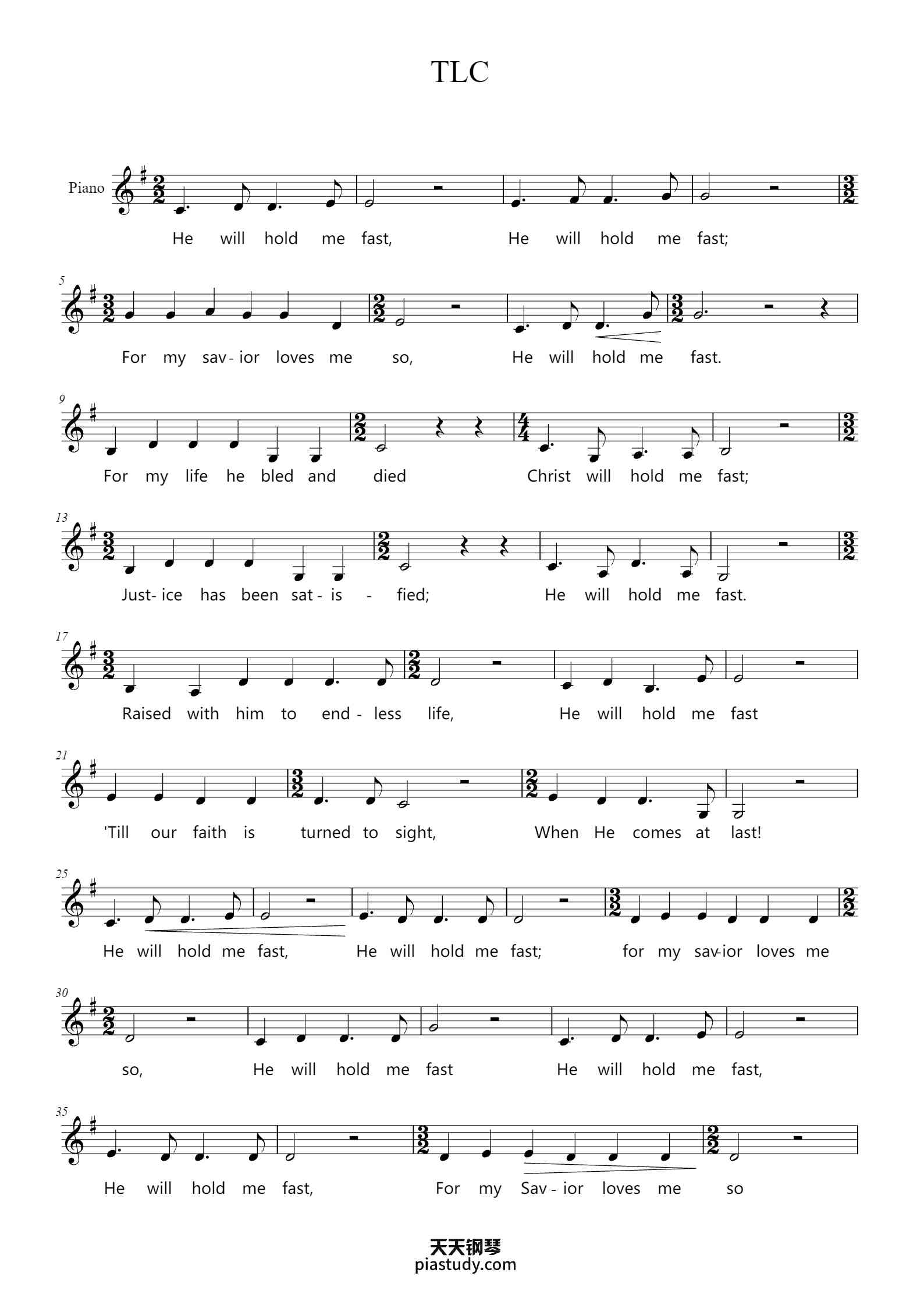 TLC钢琴谱 - First chorus - free piano sheet music - PiaNoproblem