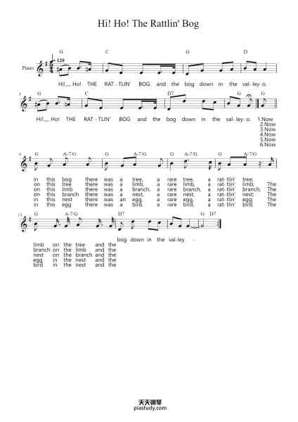 'Hi! Ho! The Rattlin' Bog' - Piano Sheet Music By Irish Folk song | TOPiano
