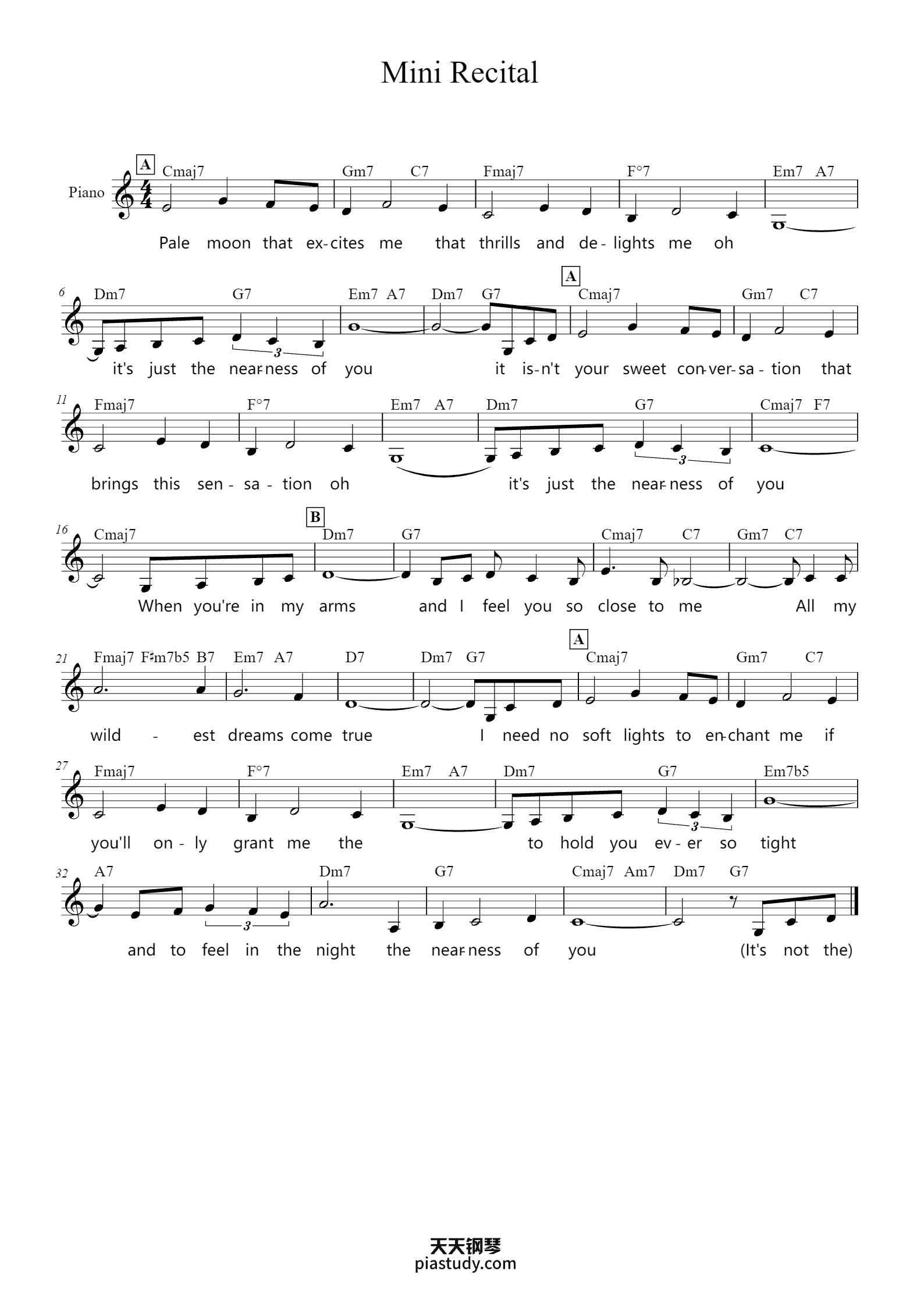 Mini Recital钢琴谱 - Carmichael/Washington - free piano sheet music ...