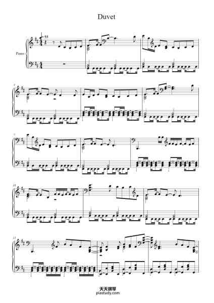 Duvet钢琴谱 - Misc Cartoons - free piano sheet music - PiaNoproblem