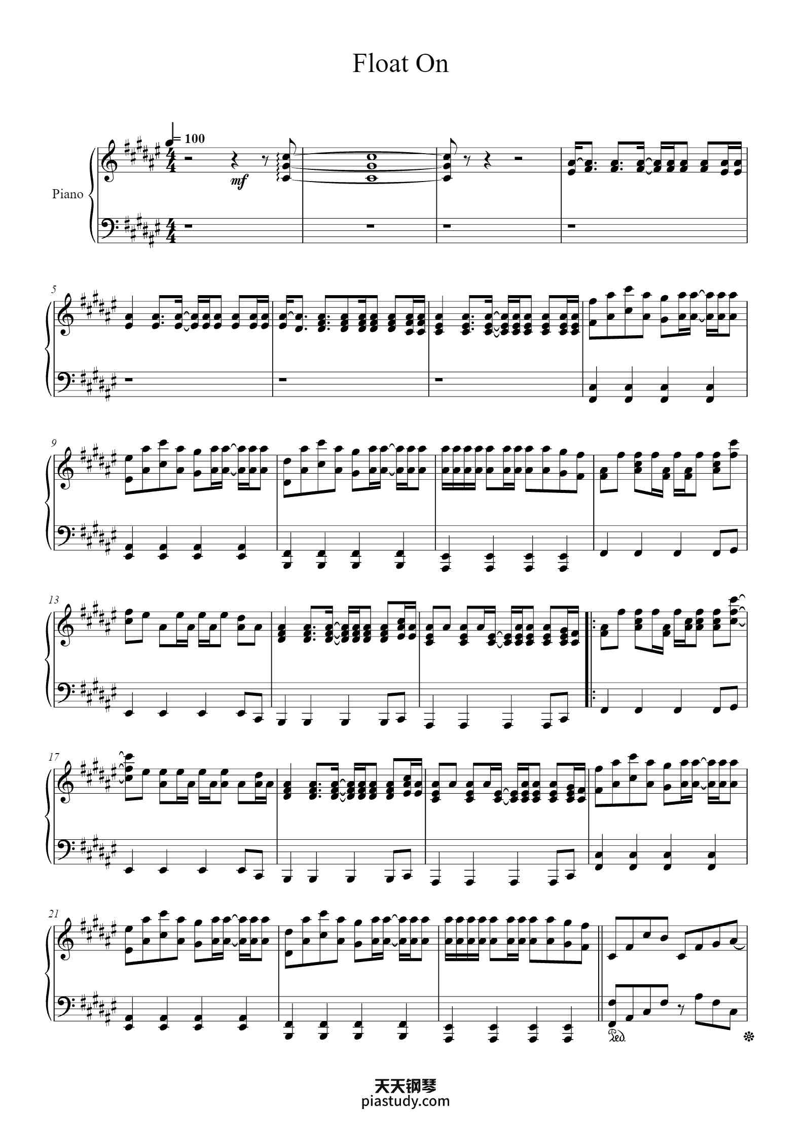 'Modest Mouse-Float On' - Piano Sheet Music By Isaac Brock/Eric Judy ...