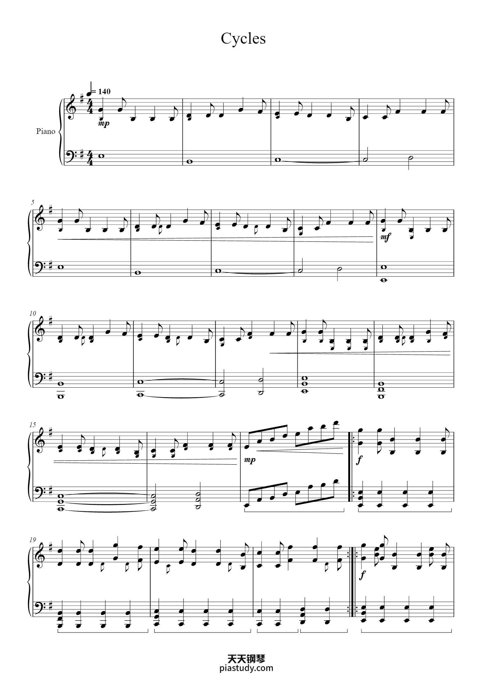 Cycles钢琴谱 - DJVI - free piano sheet music - PiaNoproblem