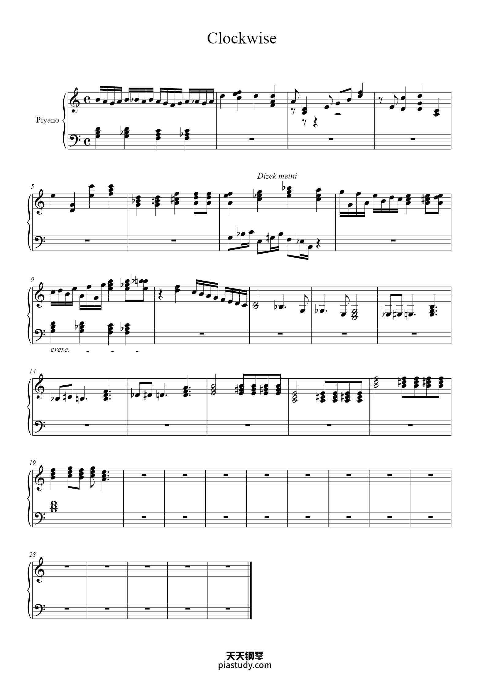 'Clockwise Piano Sonata No. 0.4' - Piano Sheet Music By B.A. | TOPiano