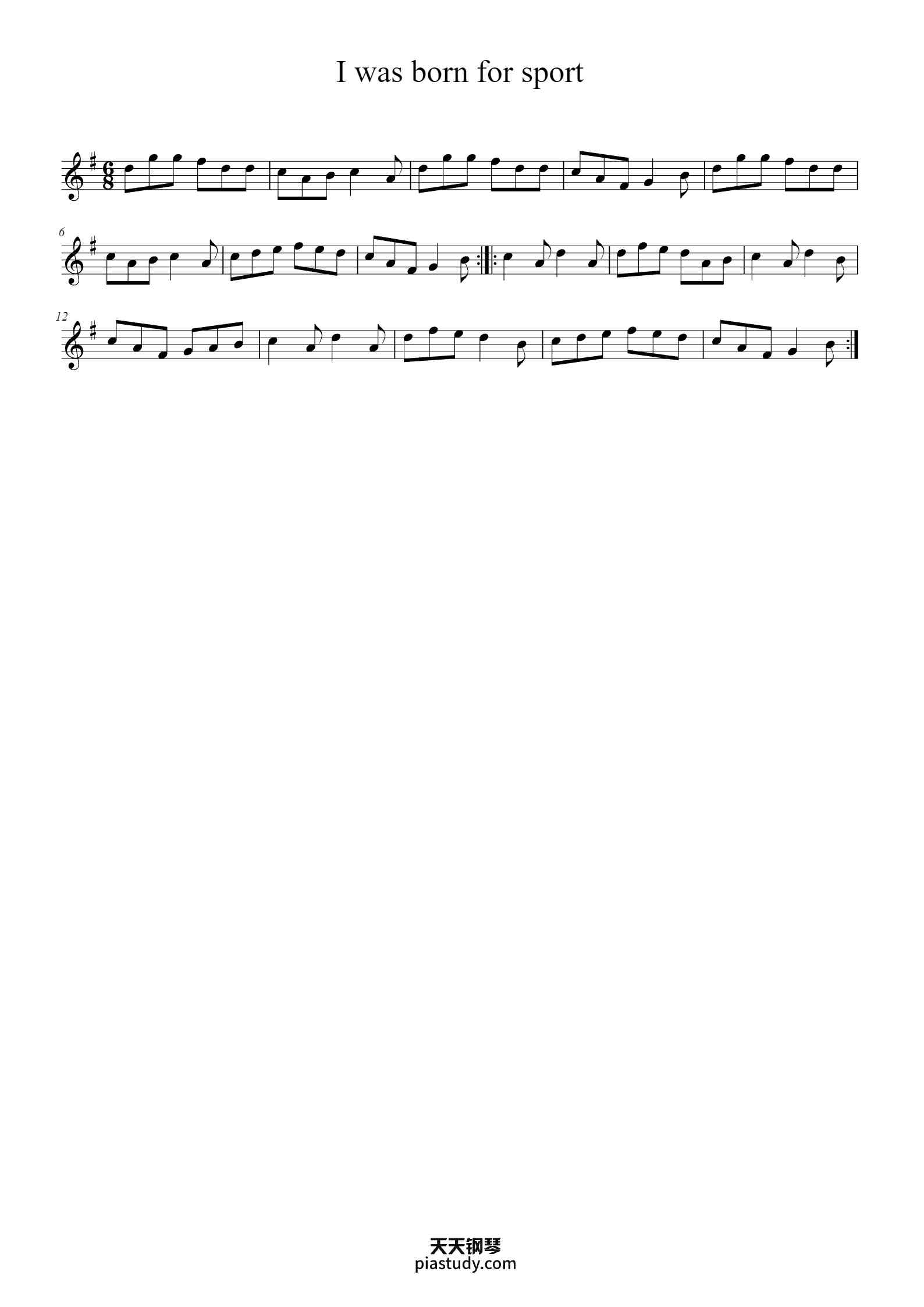 I was born for sport钢琴谱 - - free piano sheet music - PiaNoproblem