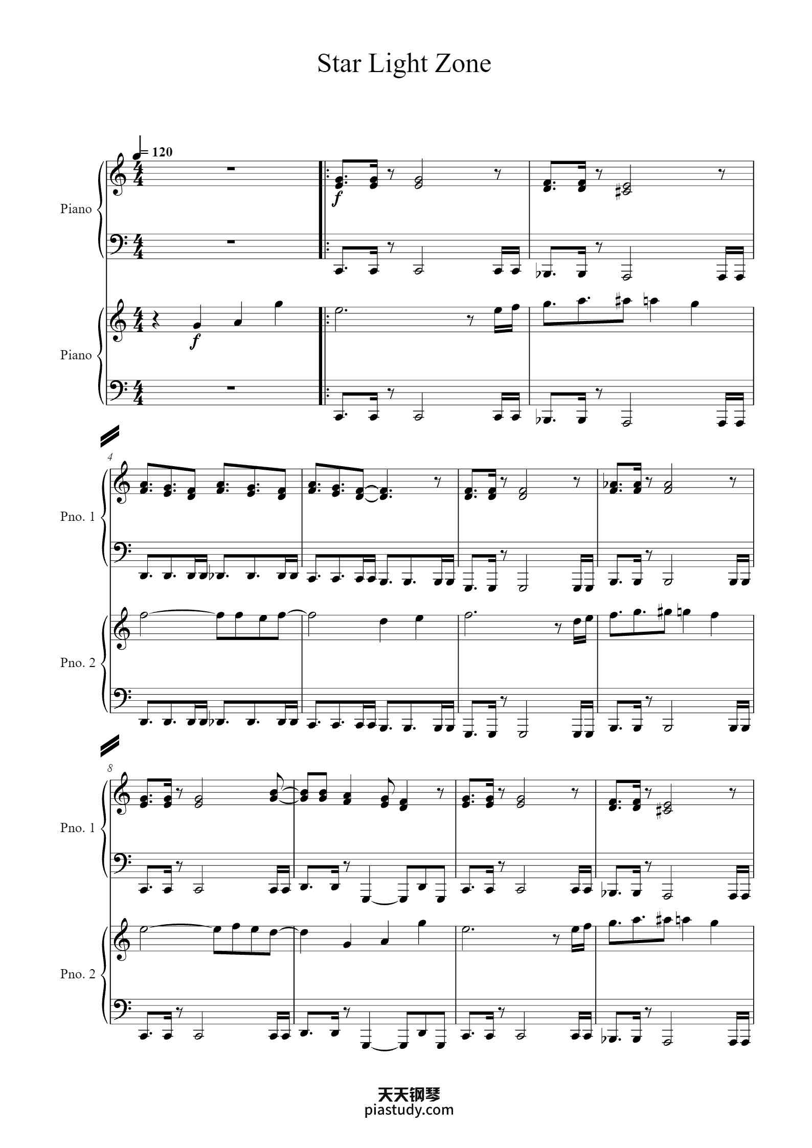 Star Light Zone钢琴谱 - Masato Nakamura - free piano sheet music ...