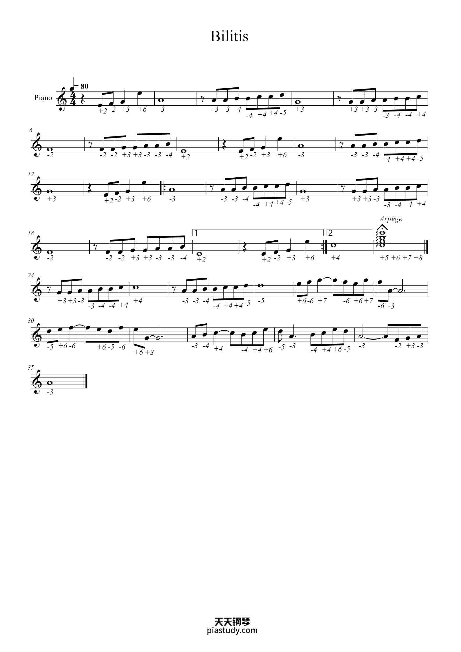'Bilitis' - Piano Sheet Music By Francis Lai | TOPiano
