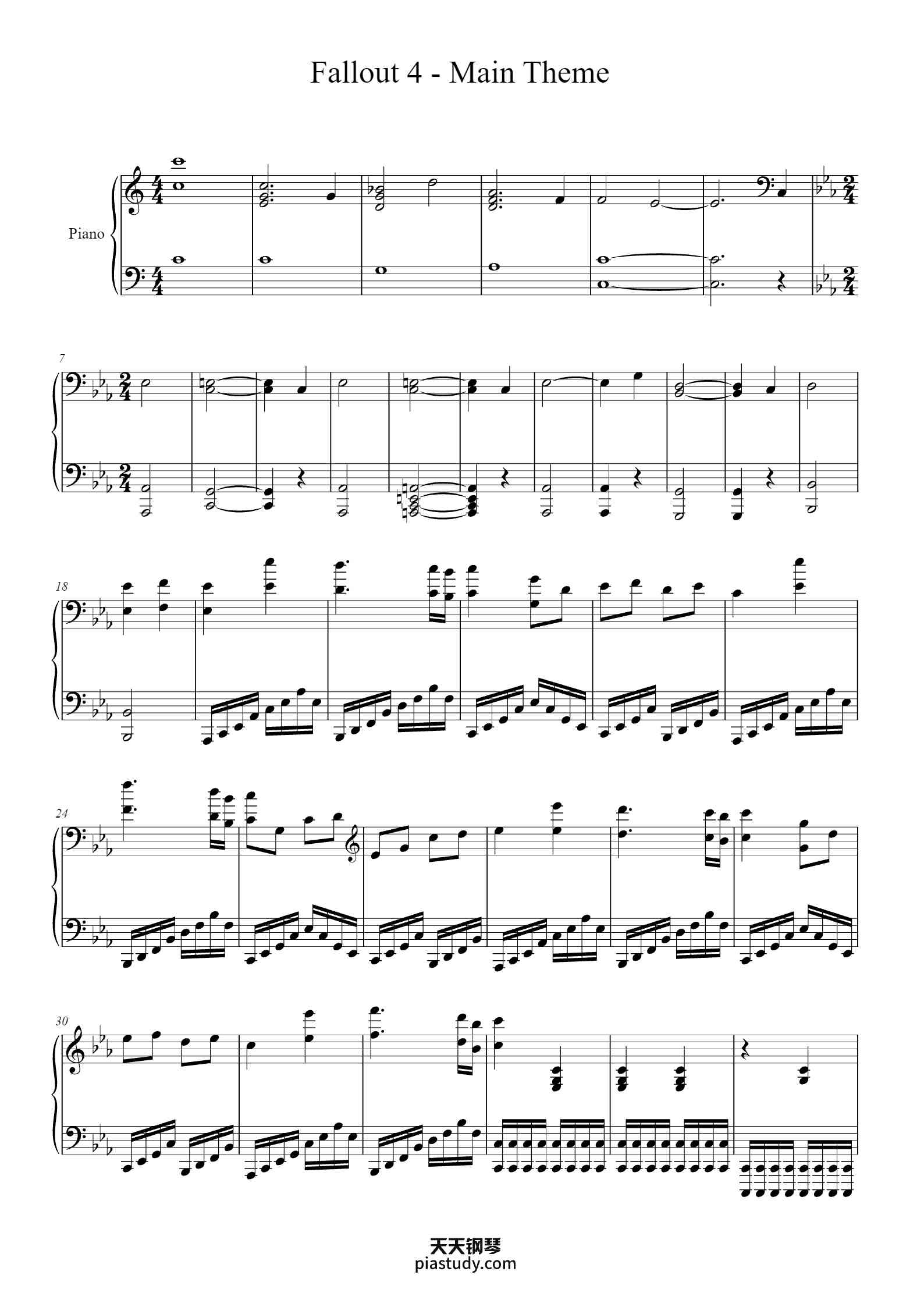 'Fallout 4 - Main Theme' - Piano Sheet Music By Inon Zur | TOPiano