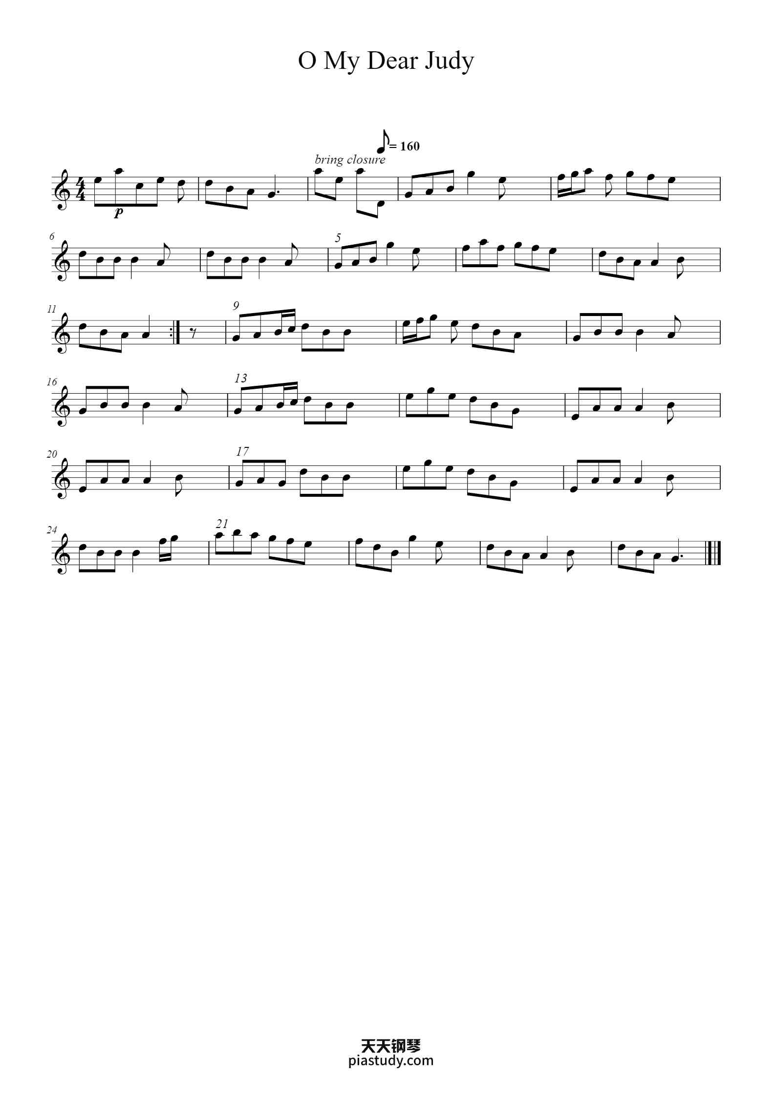 O My Dear Judy钢琴谱 - Fitzbaird Marreade - free piano sheet music ...