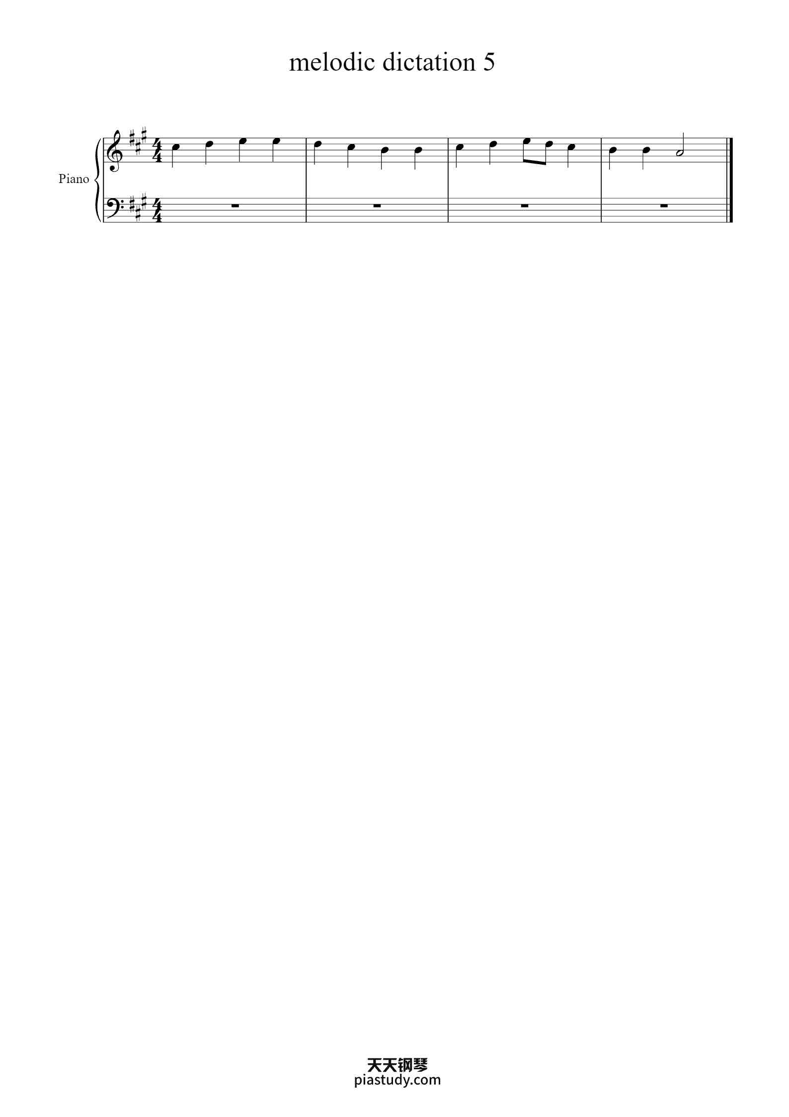 melodic dictation 5钢琴谱 - - free piano sheet music - PiaNoproblem