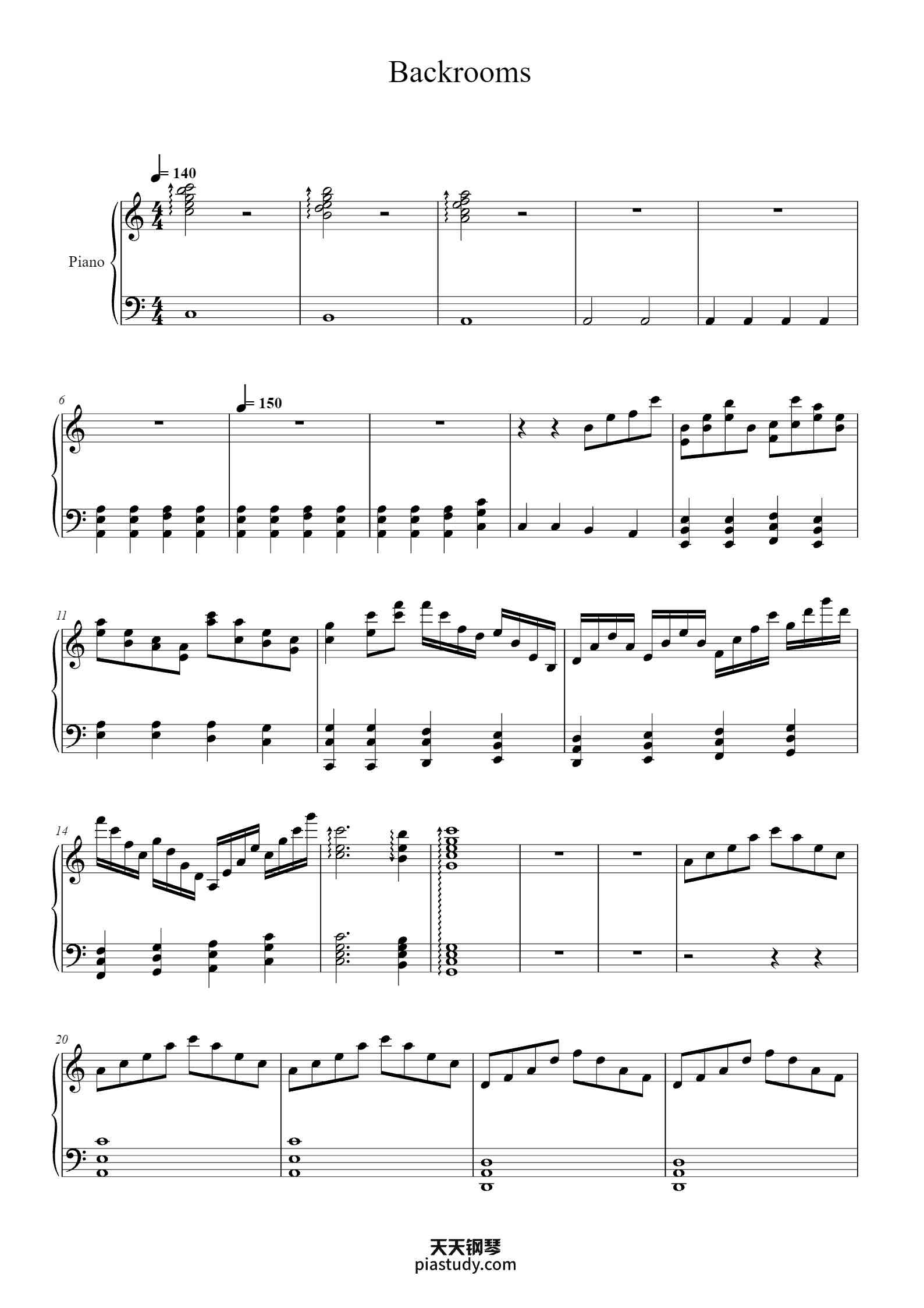 'Backrooms' - Piano Sheet Music By Matt Aslinger | TOPiano
