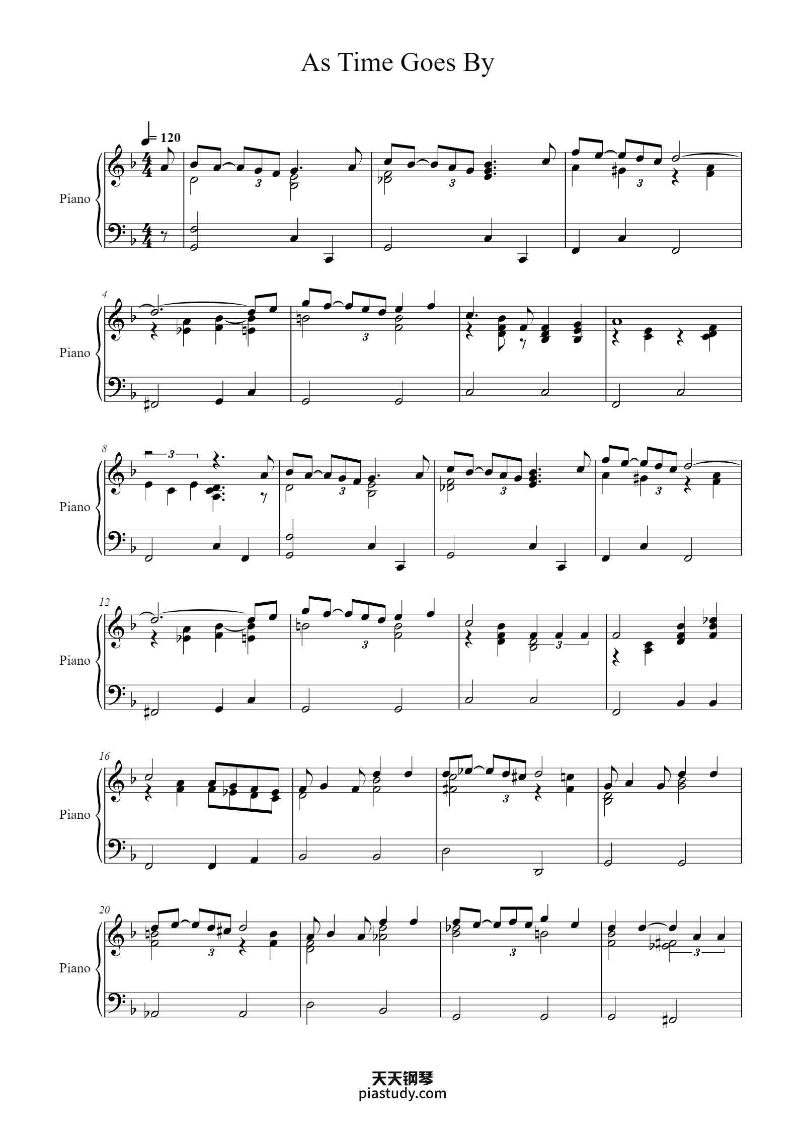 'As Time Goes By' - Piano Sheet Music By Herman Hupfeld | TOPiano