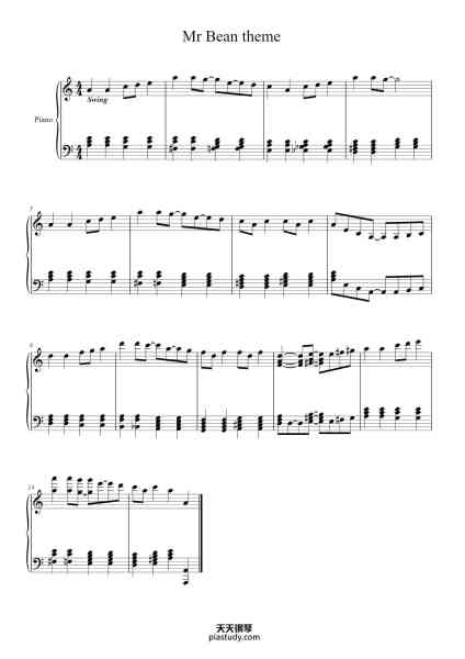 'Mr Bean theme' - Piano Sheet Music By Misc Cartoons | TOPiano