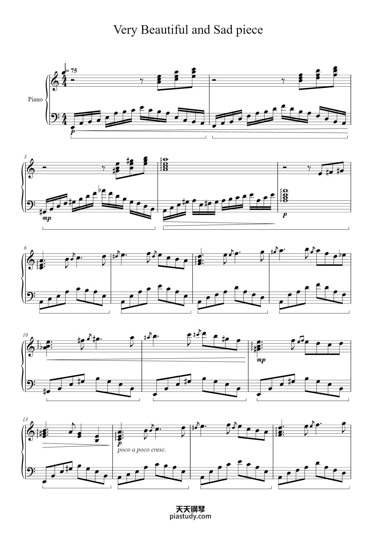 'Very Beautiful and Sad piece' - Piano Sheet Music By Masao Aichi | TOPiano