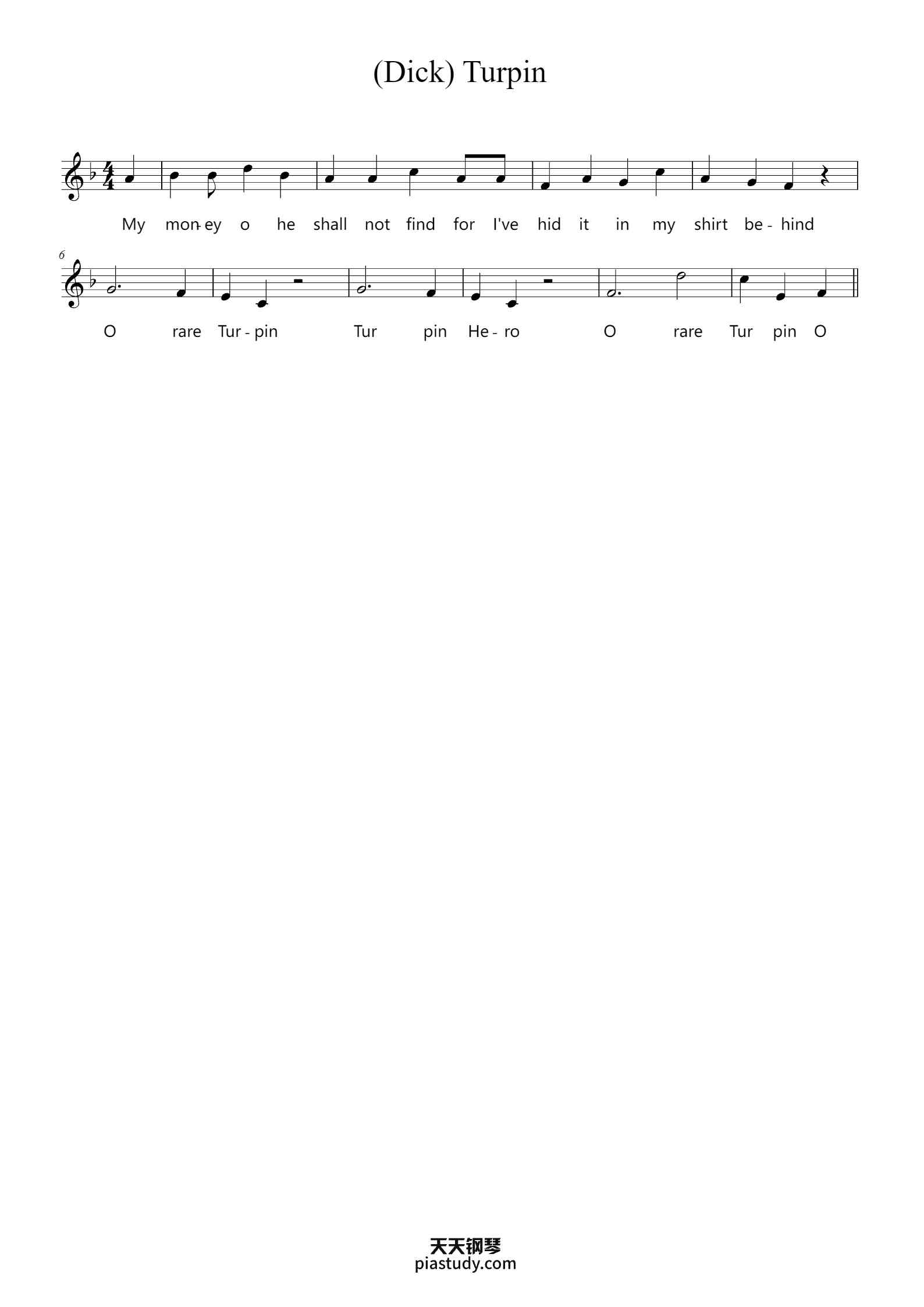 (Dick) Turpin钢琴谱 - Mathias Luna - free piano sheet music - PiaNoproblem